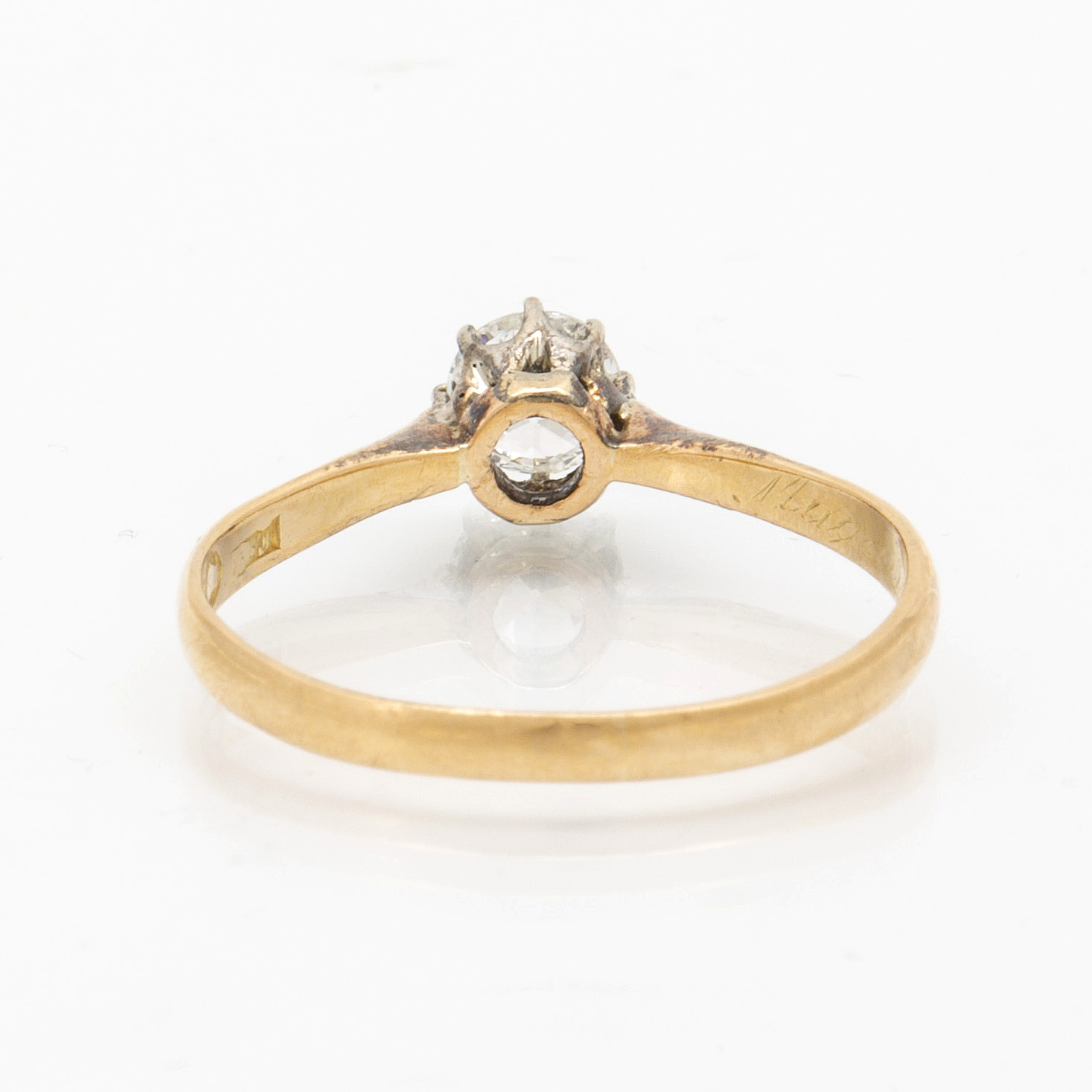 Ring 18K guld 1 gammalslipad diamant ca 0,40 ct, storlek ca 18,25/58 ...