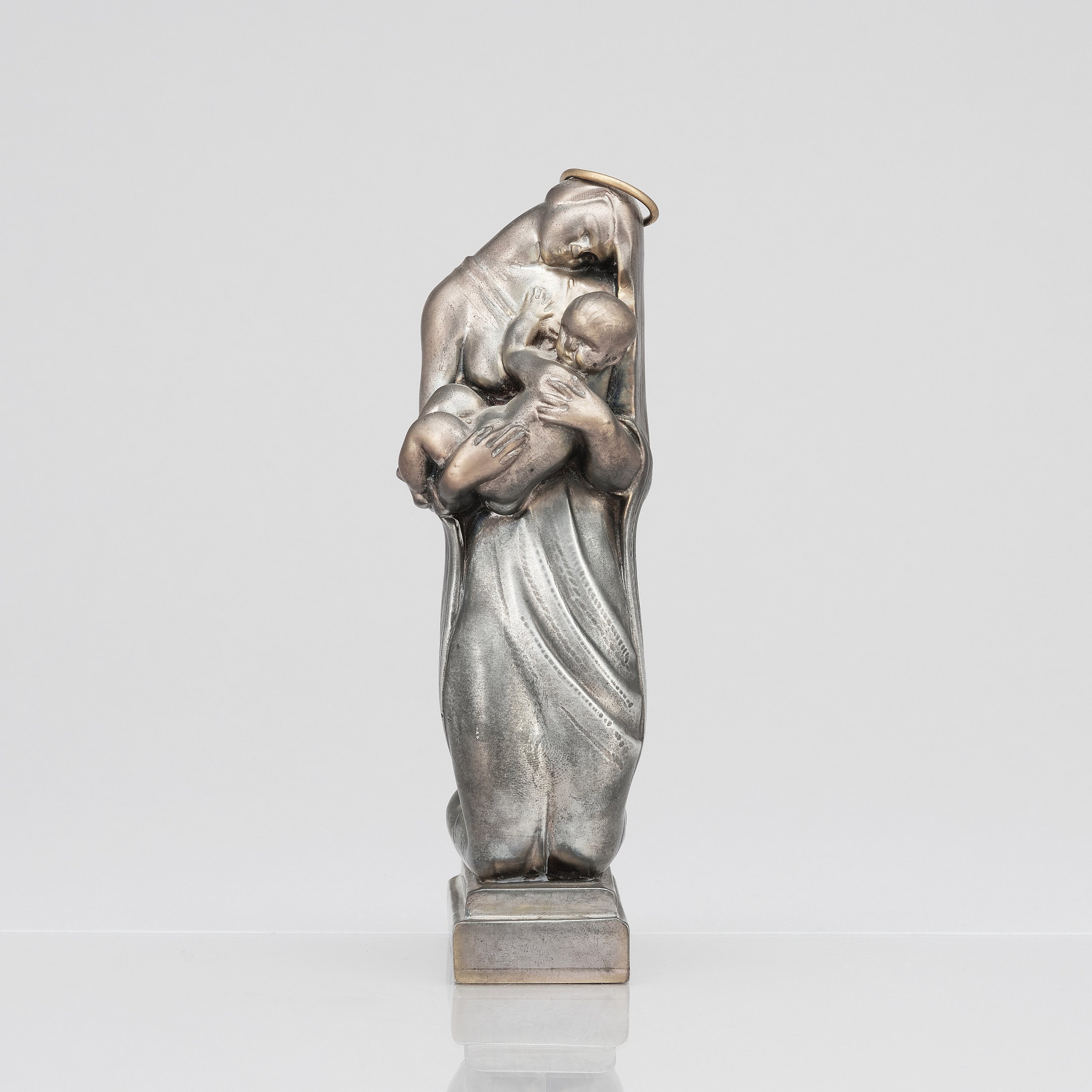 Thorwald Alef, a part gilt pewter sculpture 'Madonna and child', Firma ...