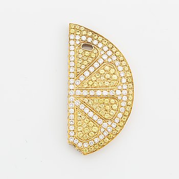 Victoria Casal, citrus pendant 18K gold with brilliant cut diamonds ...