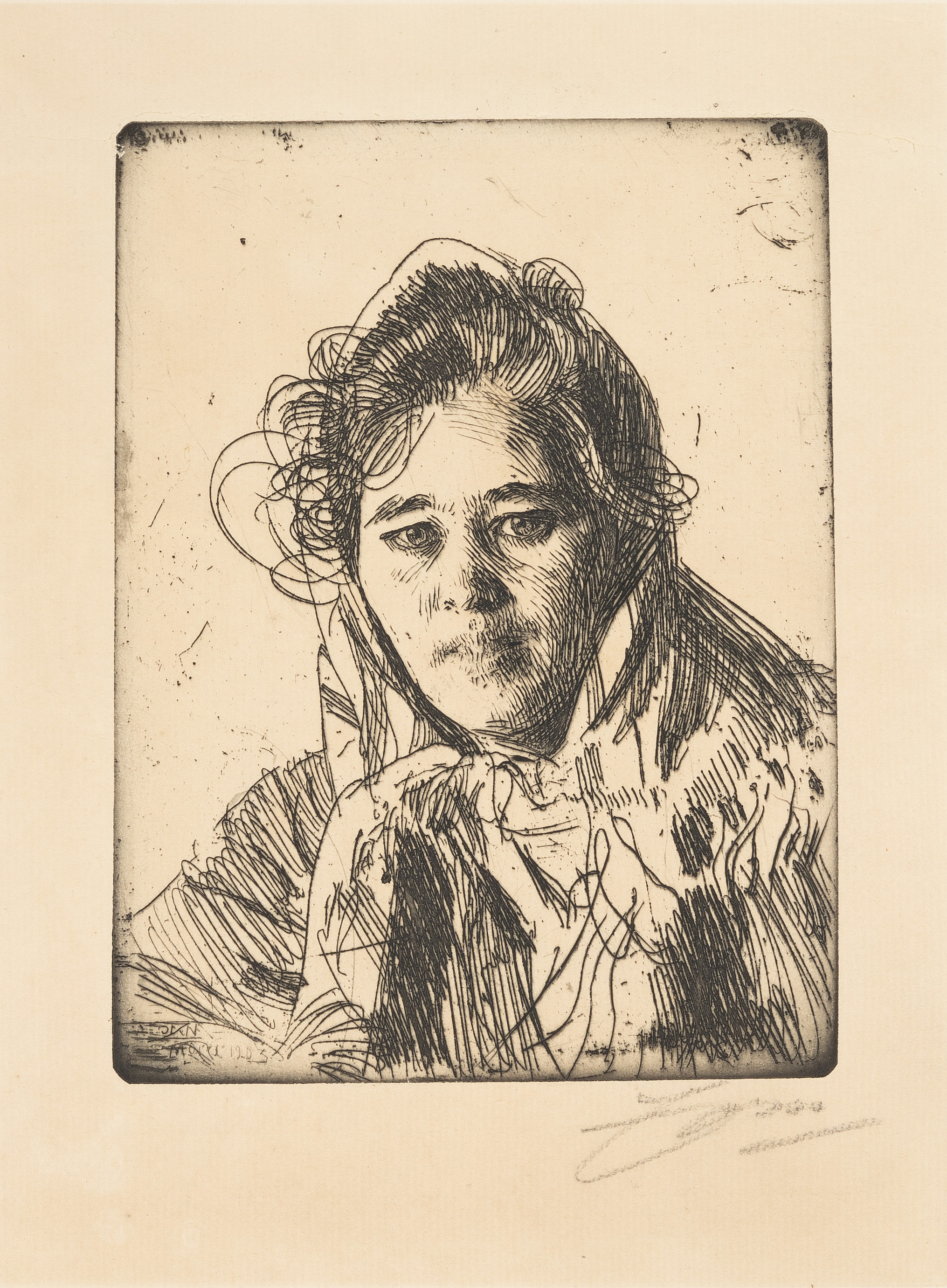 Anders Zorn, etsning, 1903, signerad med blyerts. - Bukowskis