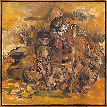 M Sivanesan, oil on canvas signed and dated 72. - Bukowskis