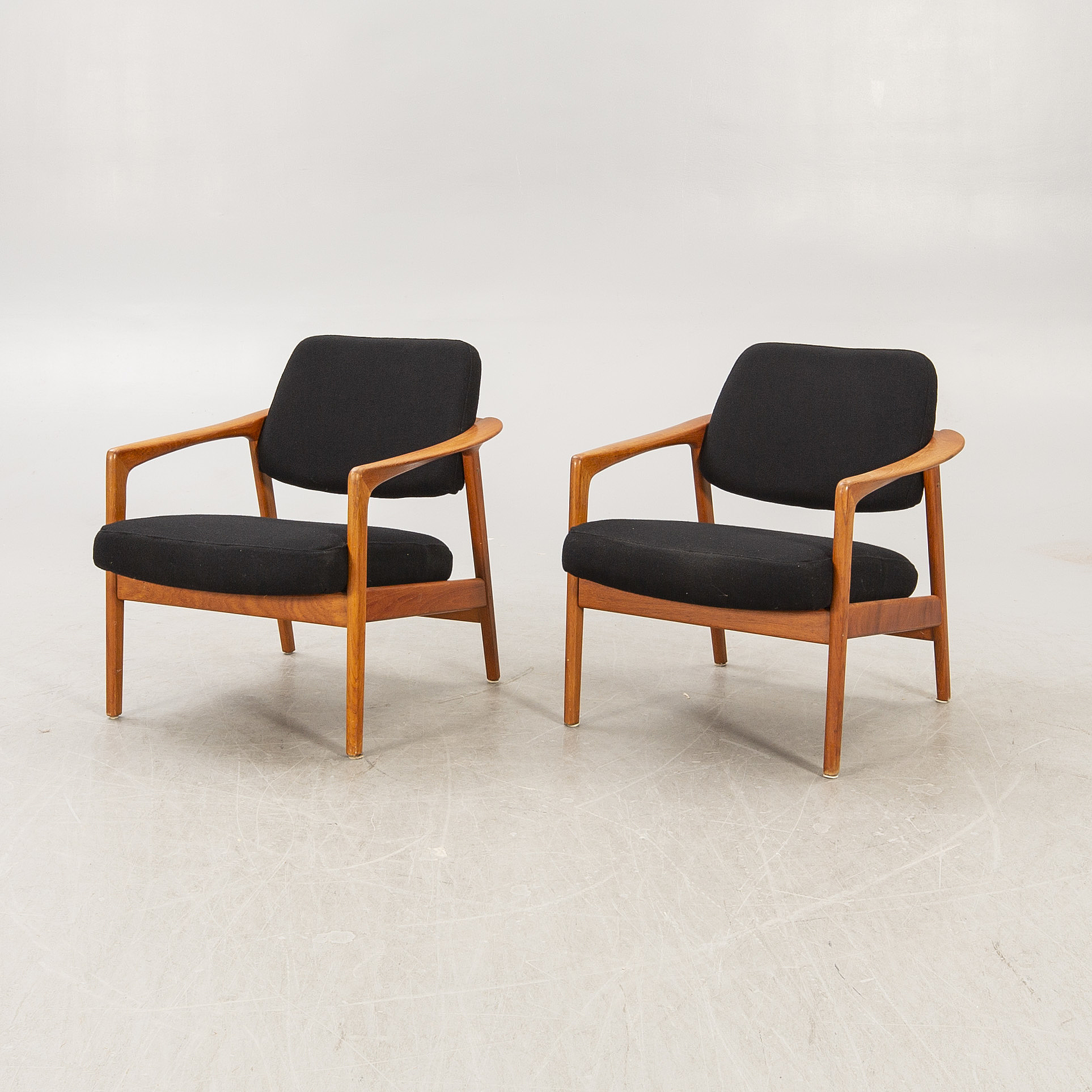 A pair of 'Ascot' oak lounge chairs by Folke Ohlsson for Dux, middle of ...