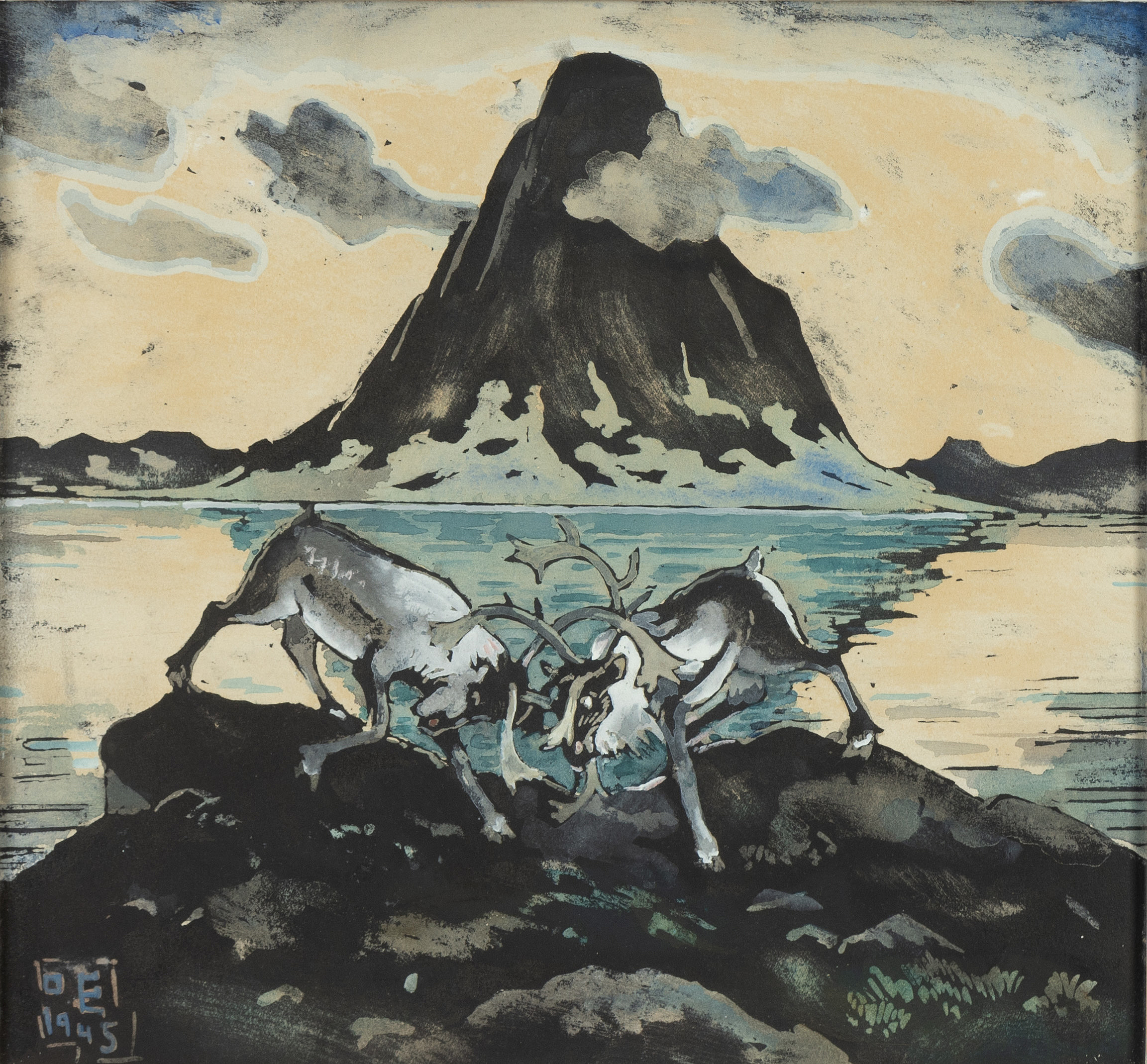 Ossian Elgström, watercolour, signed and dated 1945. - Bukowskis
