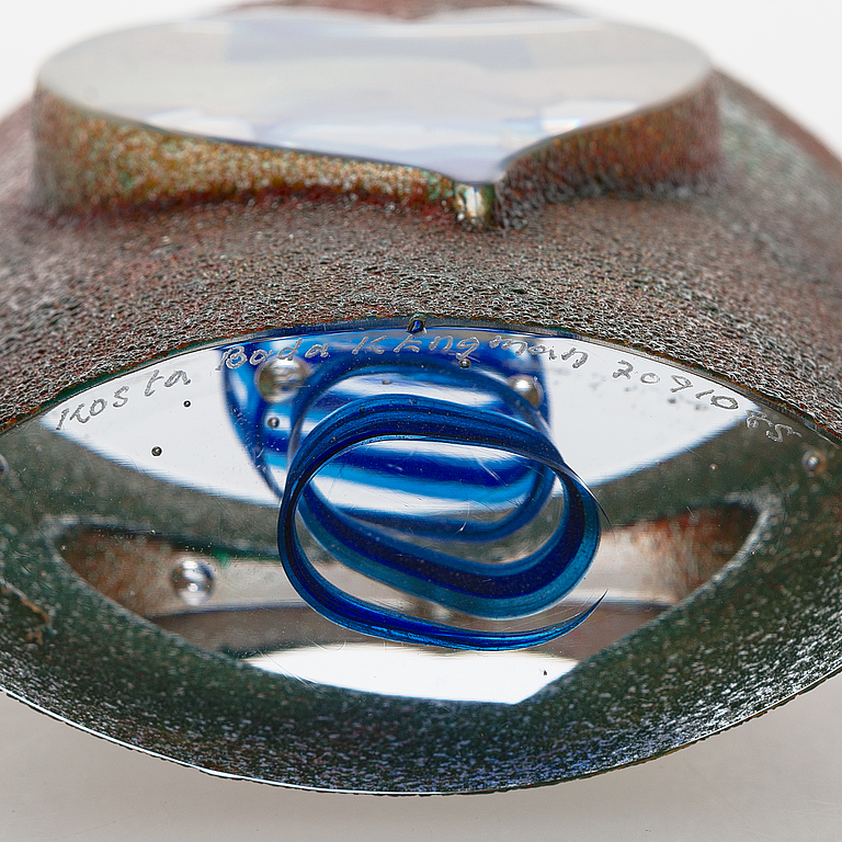 Kjell Engman, two art glass sculptures, signed Kosta Boda K Engman ...