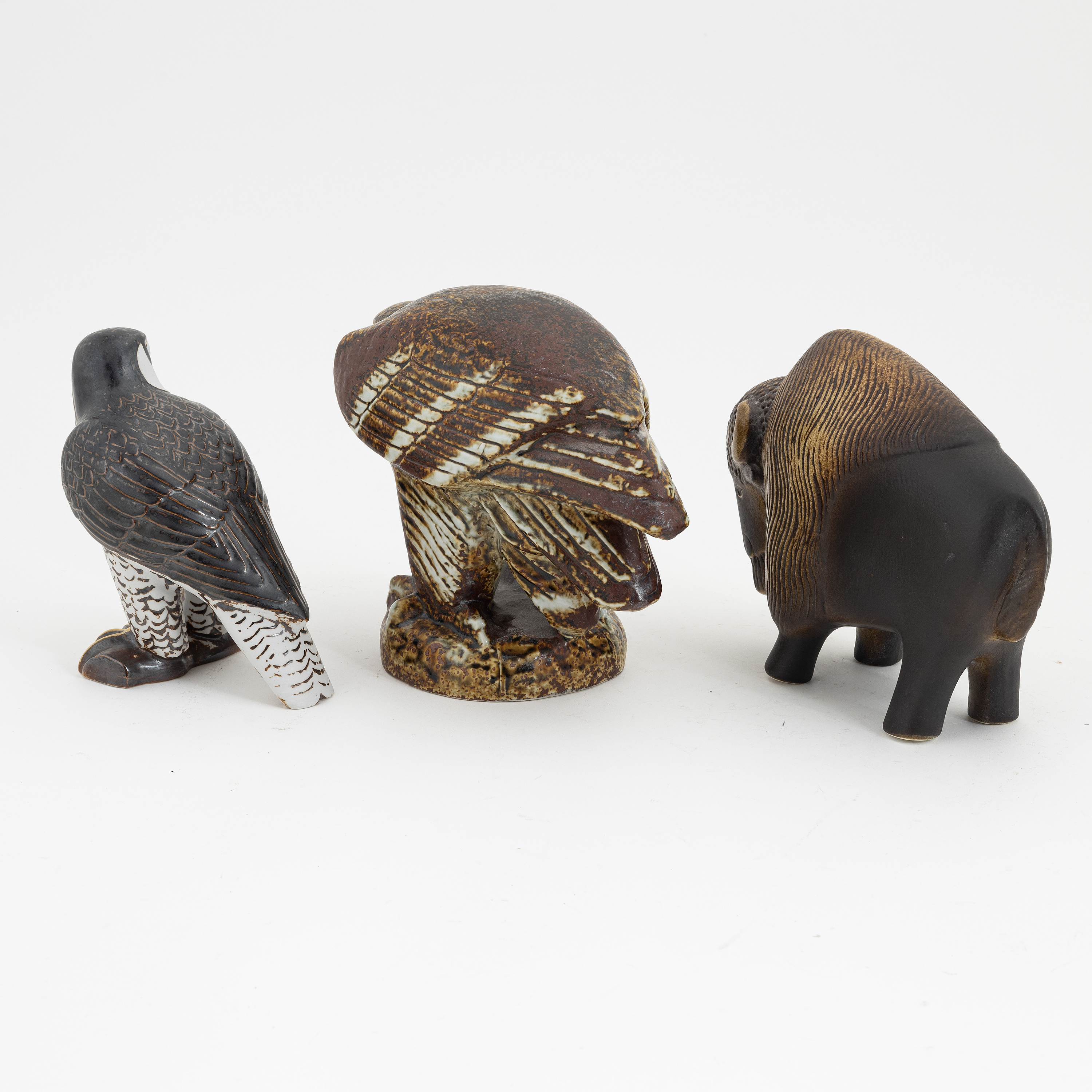 Lisa Larson, three stoneware firgurines, Gustavsberg for WWF. - Bukowskis