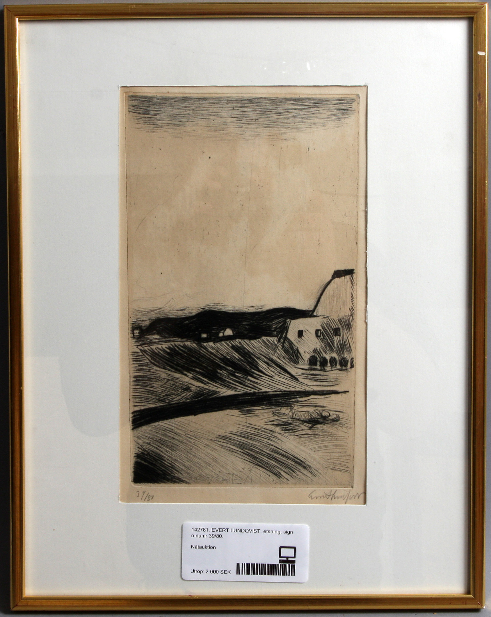 EVERT LUNDQUIST, etsning, sign o numr 39/80. - Bukowskis