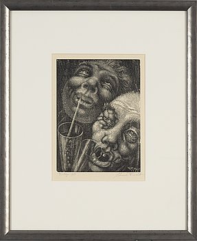 Eduard Wiiralt, wood cut, 1933, signed in pencil. - Bukowskis