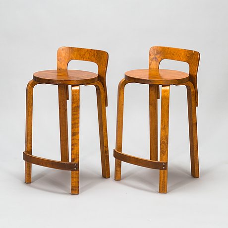 Alvar Aalto, Barstolar, 6 st, K65, Artek, 1900-talets slut. - Bukowskis