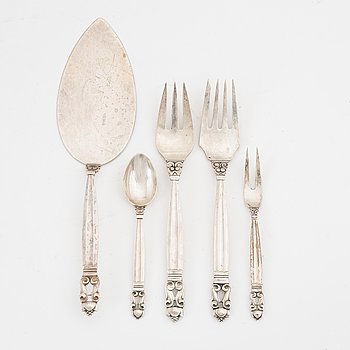Johan Rohde, bestickservisdelar, 12 st, silver, modell "Konge/Acorn ...