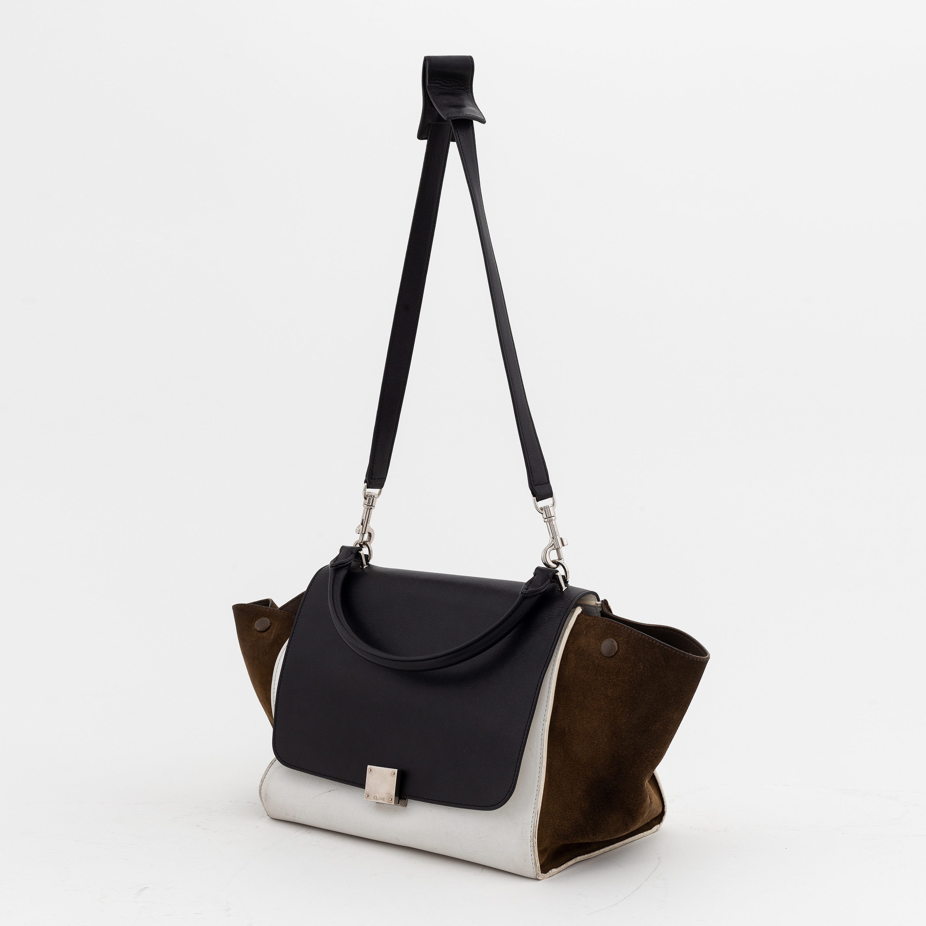 Céline, a suede and leather 'Trapeze' bag. - Bukowskis