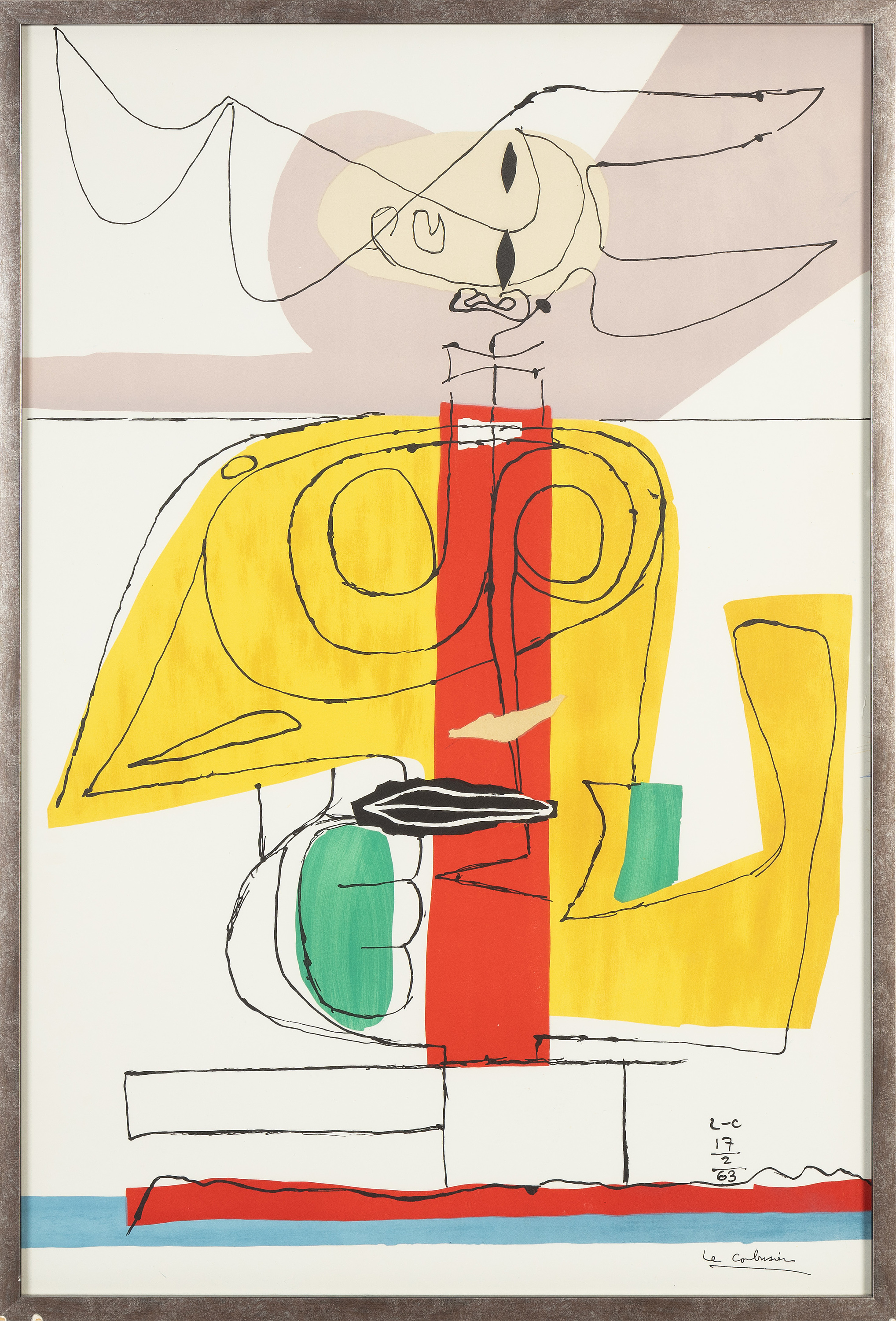 Le Corbusier F rglitografi Signerad I Trycket Samt Monogramsignerad