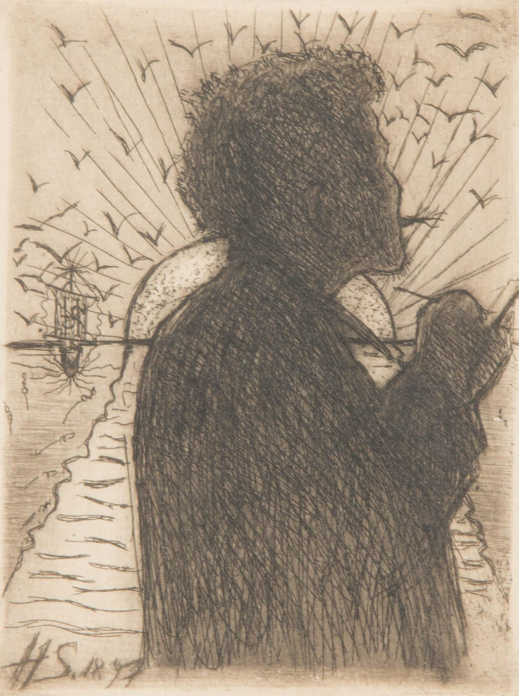 Hugo Simberg, etching, plate signed and signed in pencil. - Bukowskis