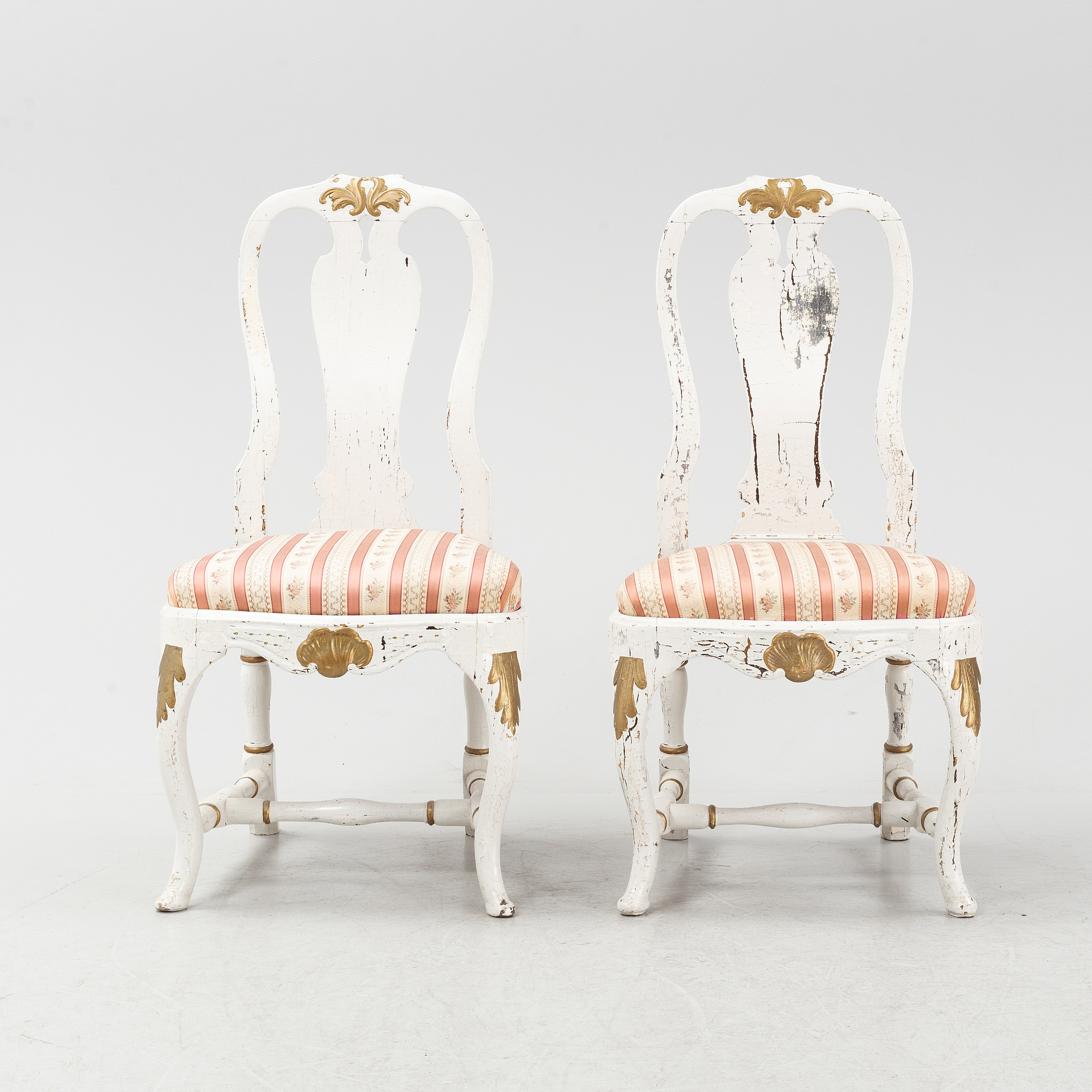 A pair of swedish rococo chairs, second half of the 18th century ...
