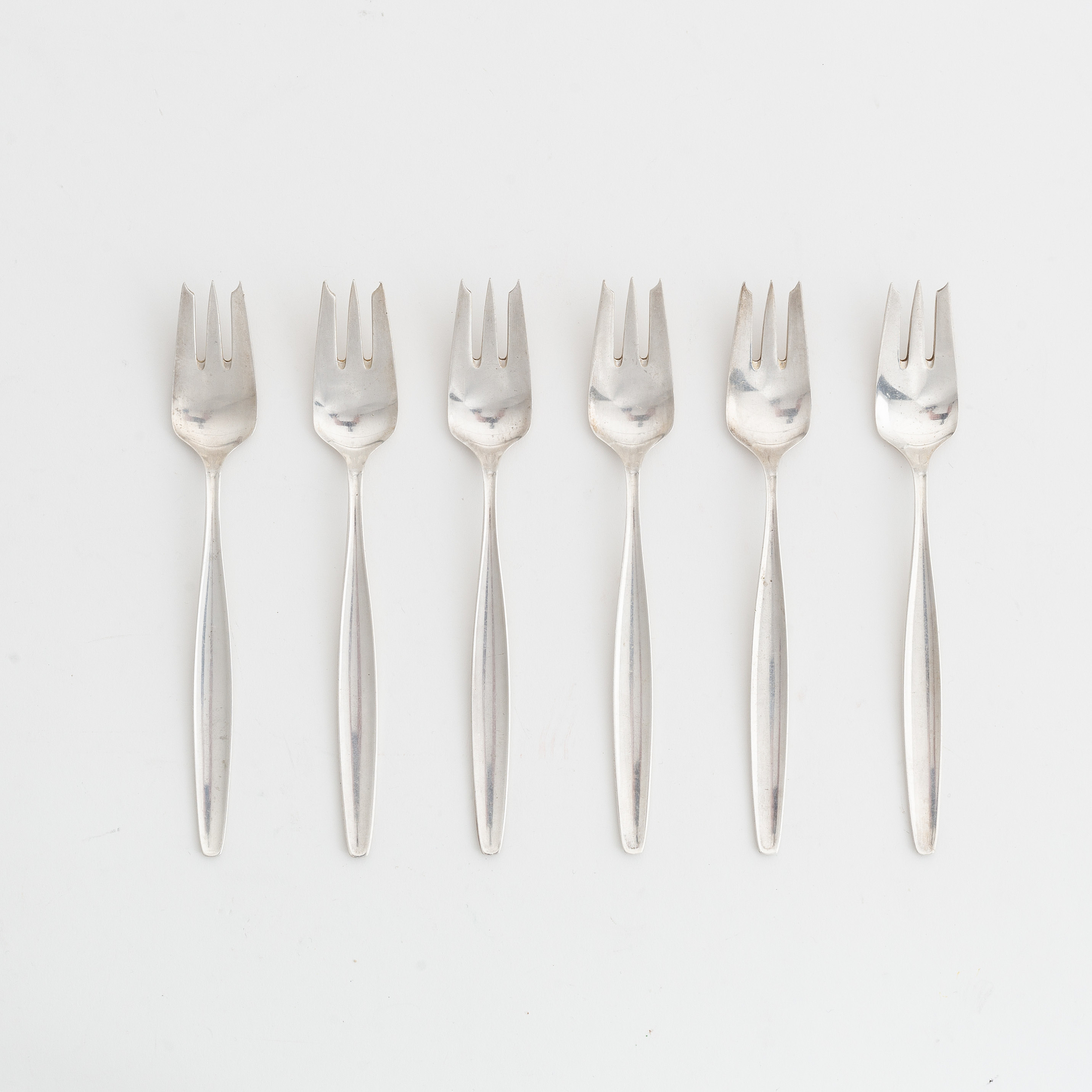 Tias Eckhoff, 6 dessertgafflar, Sterling silver, "Cypress", Georg ...