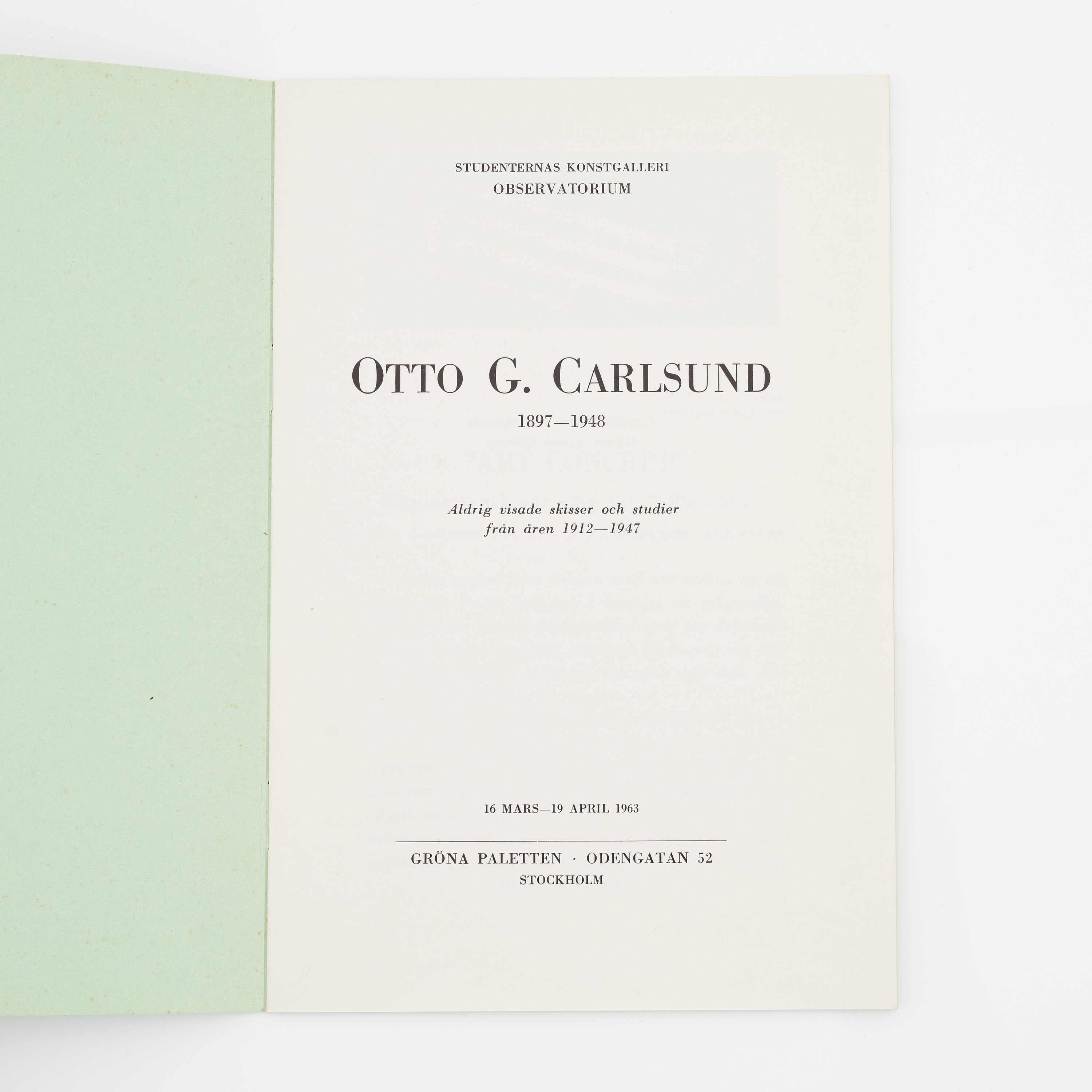 Utställningskatalog, sammanställd av Otto G. Carlsund ...