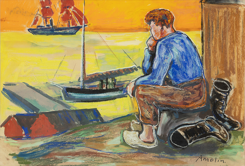 Albin Amelin, pastell, signerad. - Bukowskis