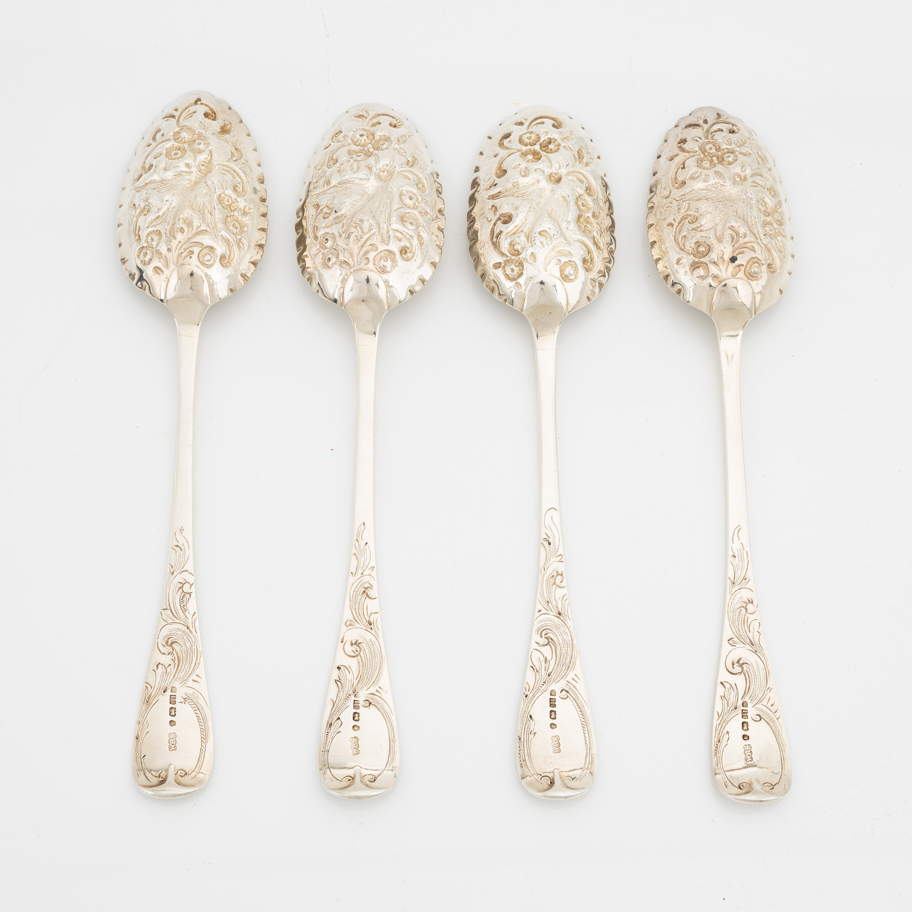 William Rawlings Sobey, serveringsskedar, 4 st, silver, Exeter 1844 ...