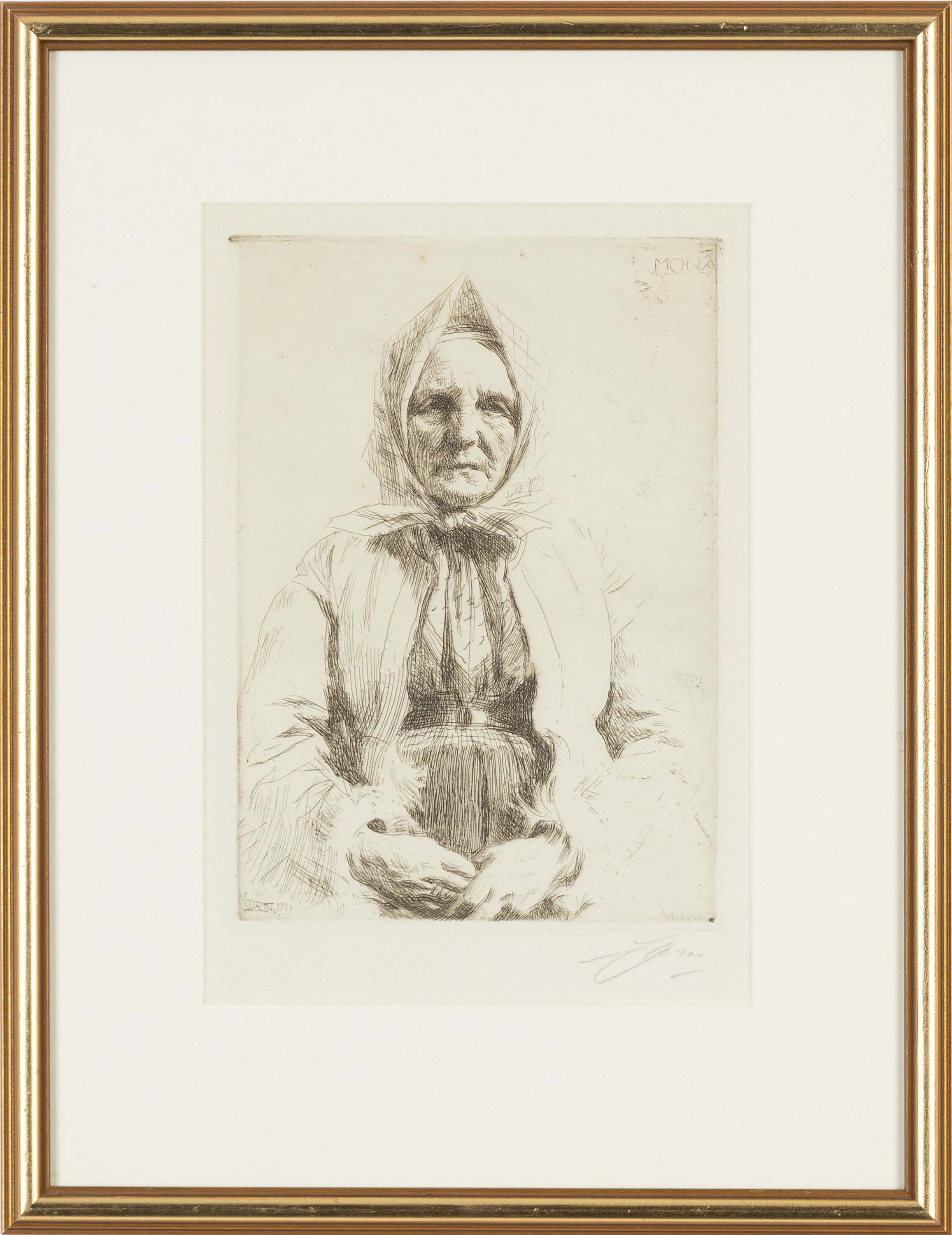 Anders Zorn, etsning, 1911, signnerad med blyerts. - Bukowskis