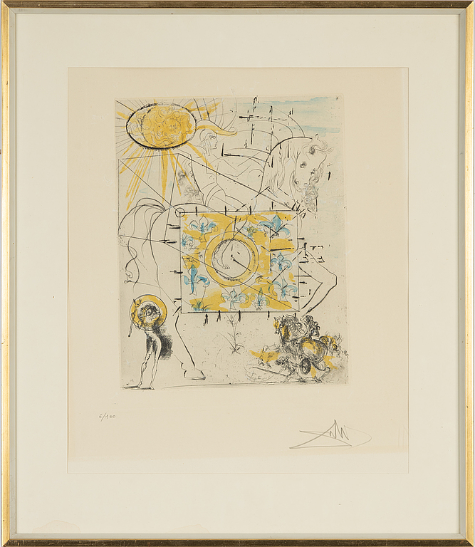 Salvador Dalí, färgetsning med prägling, 1970, signerad 6/100. - Bukowskis