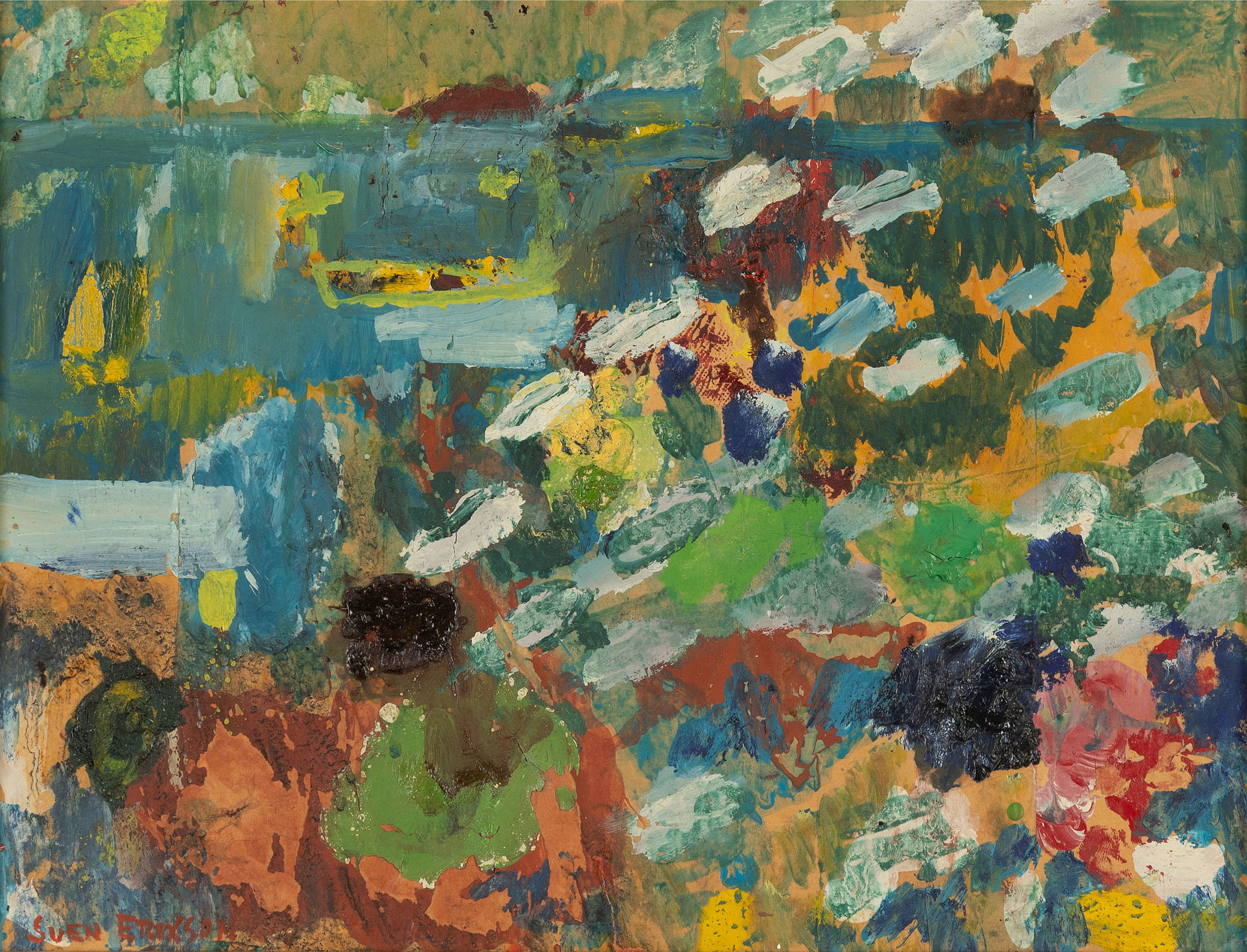 Sven X:et Erixson, blandteknik på papp-pannå, signerad. - Bukowskis