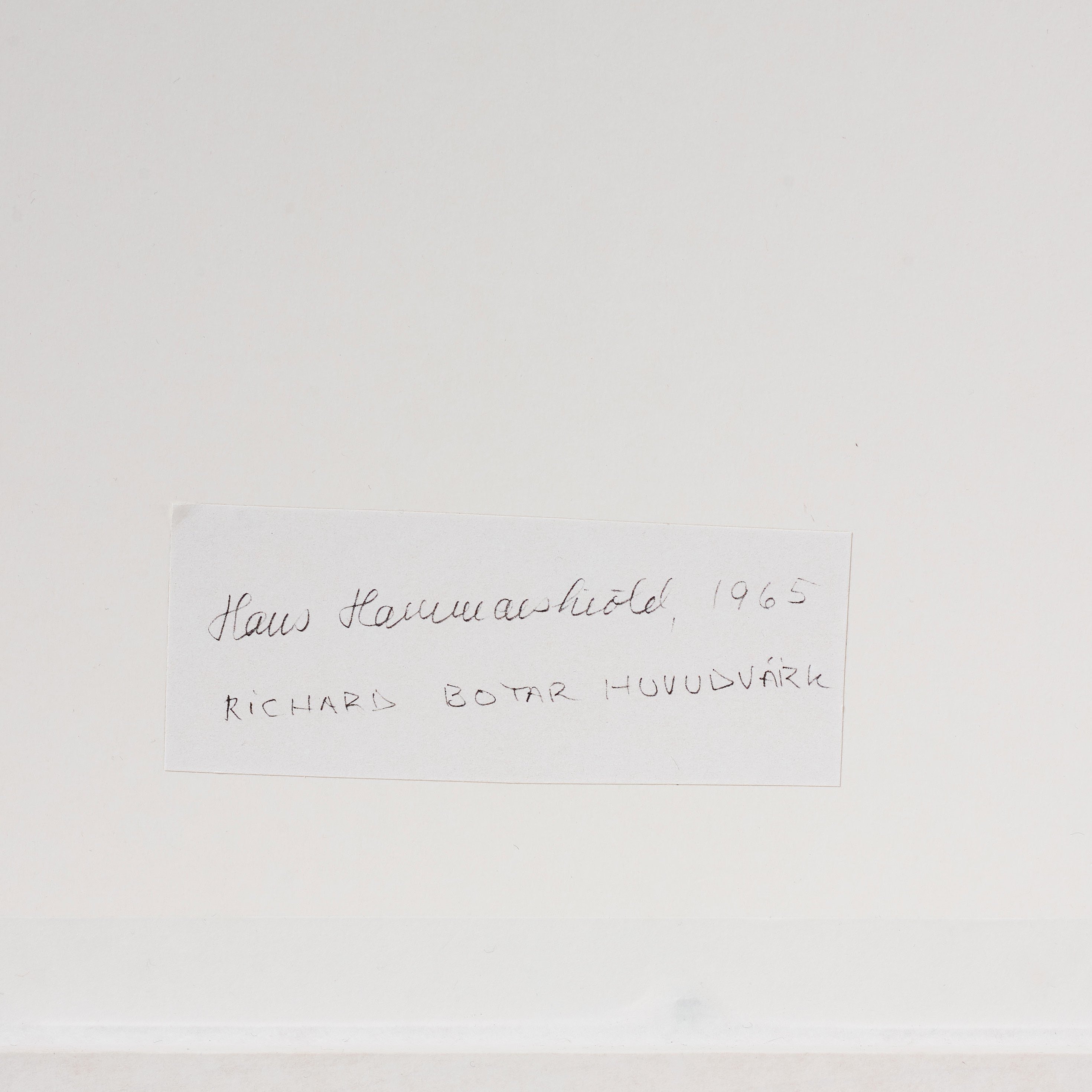 Hans Hammarskiöld, "Richard botar huvudvärk", 1965. - Bukowskis