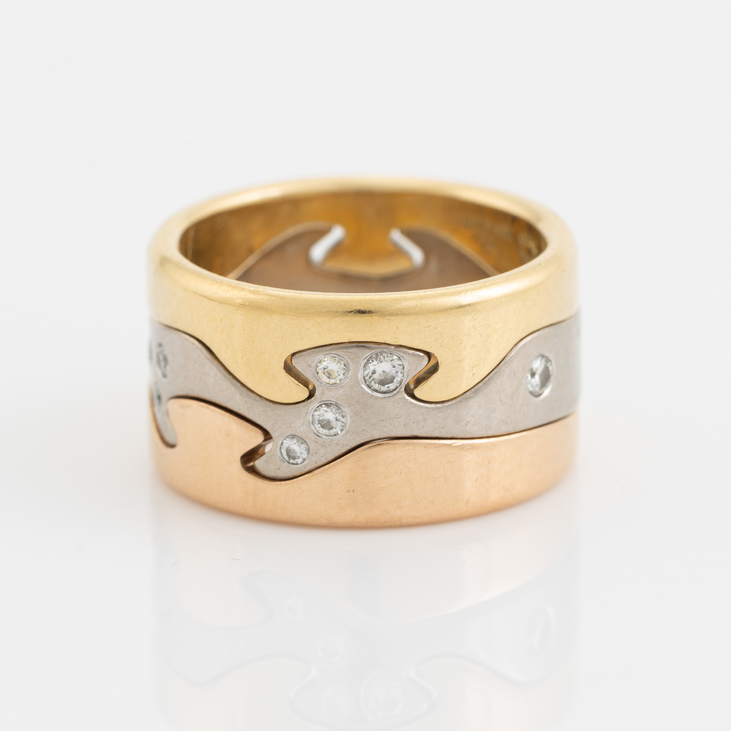 Georg Jensen, ringar 3 st, "Fusion" 18K guld i tre färger med ...