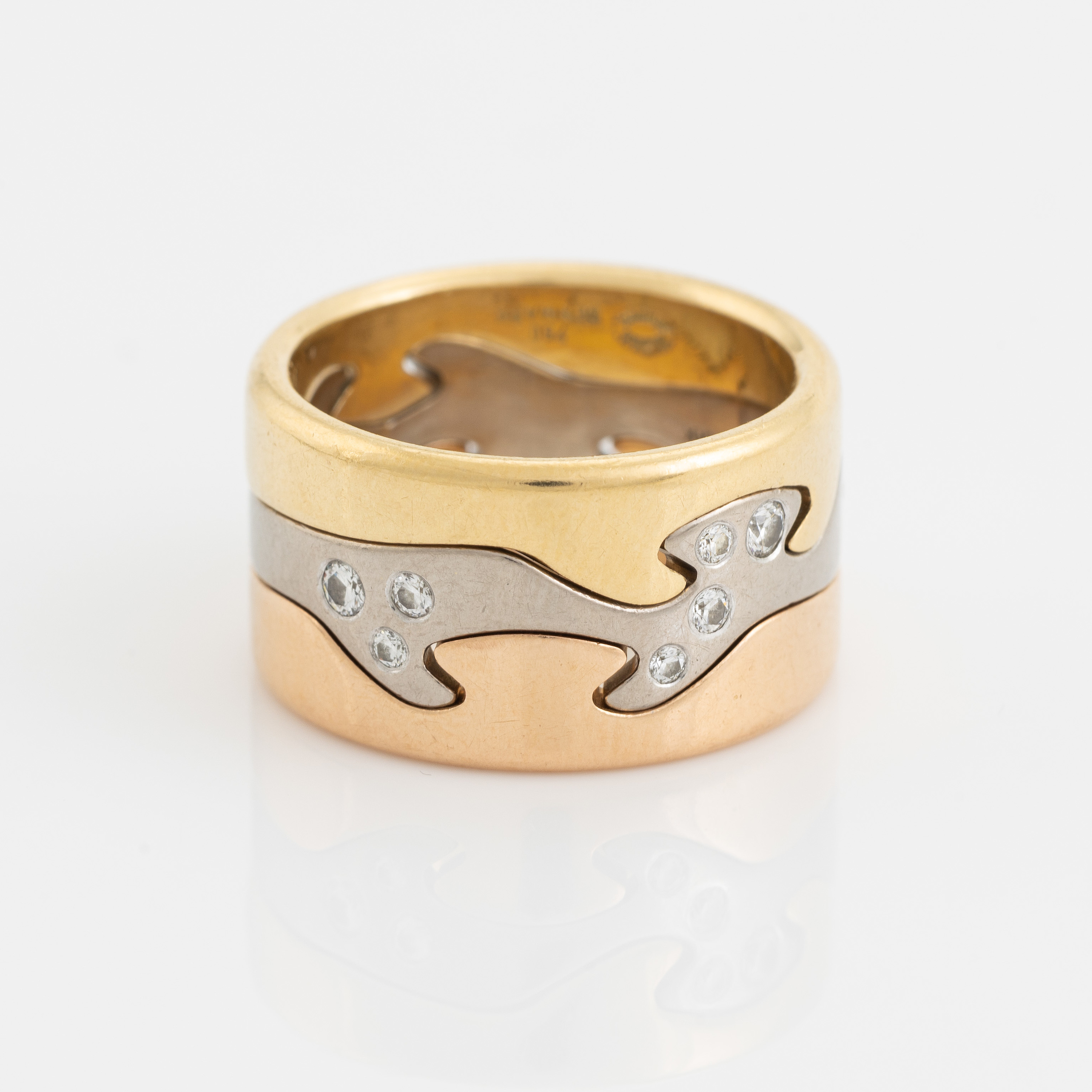Georg Jensen, ringar 3 st, "Fusion" 18K guld i tre färger med ...
