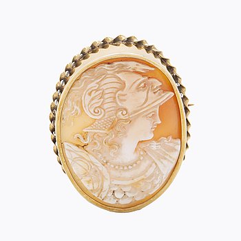 A 14K gold and carved sea shell cameo. - Bukowskis