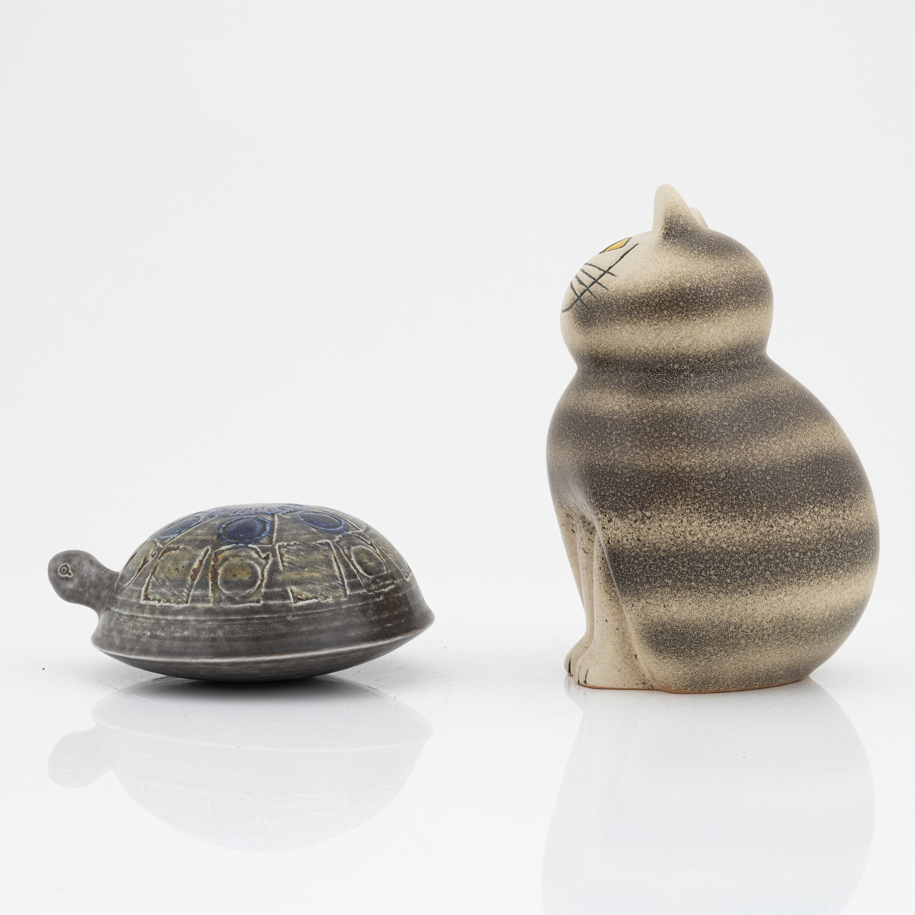 Lisa Larson, two stoneware figurines, K-studion Gustavsberg and Gustavsberg Studio, Sweden ...