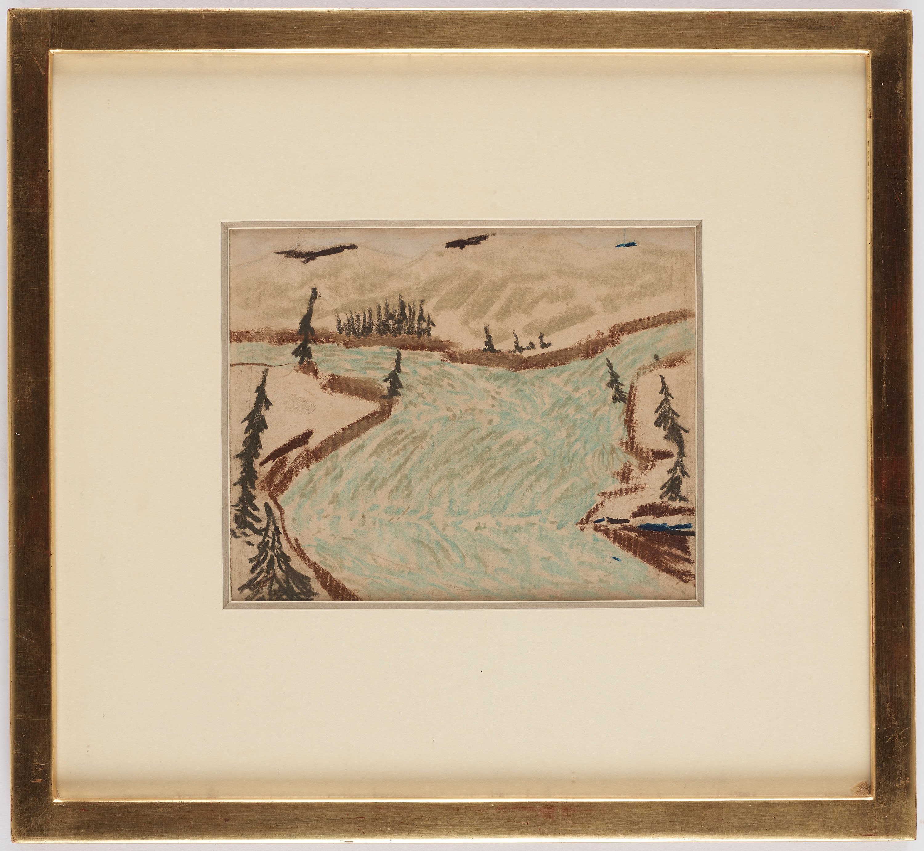 Carl Fredrik Hill, Alpine landscape with river. - Bukowskis