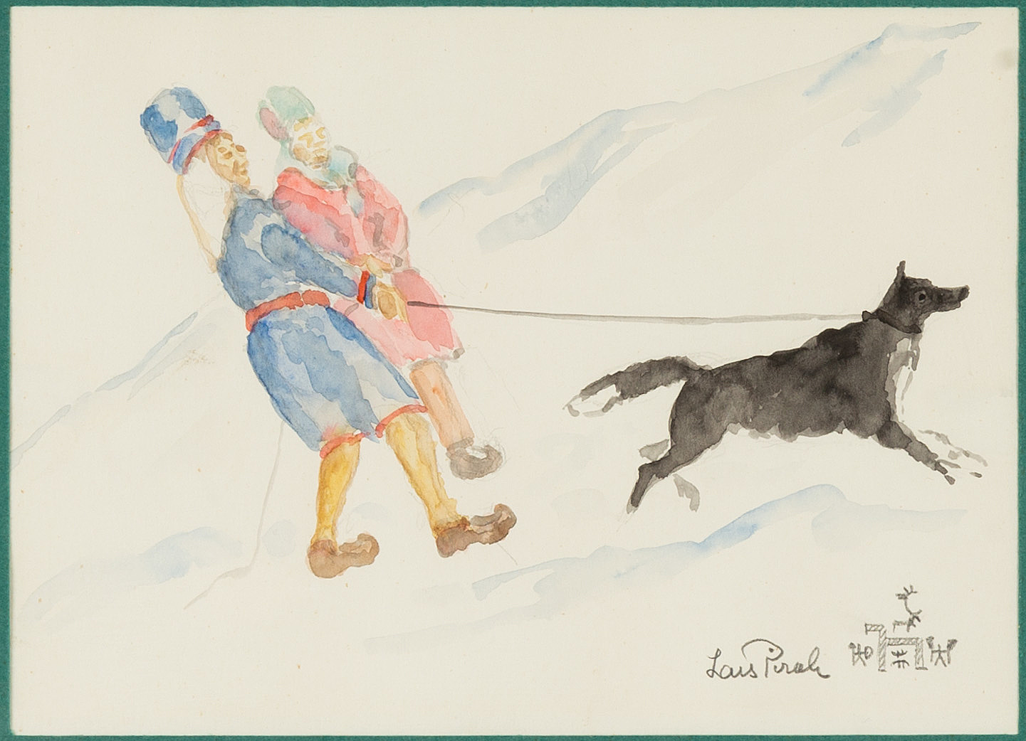 Lars Pirak, akvarell, signerad. - Bukowskis