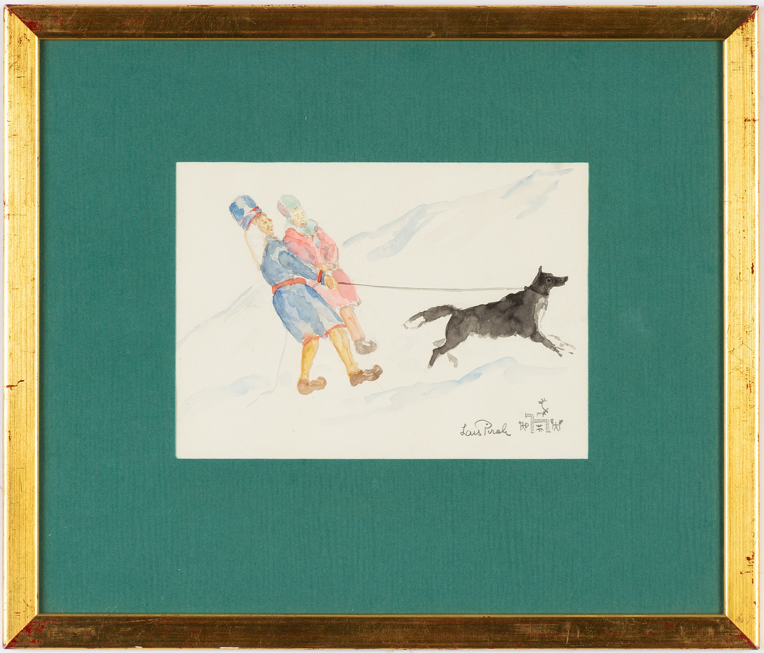 Lars Pirak, akvarell, signerad. - Bukowskis