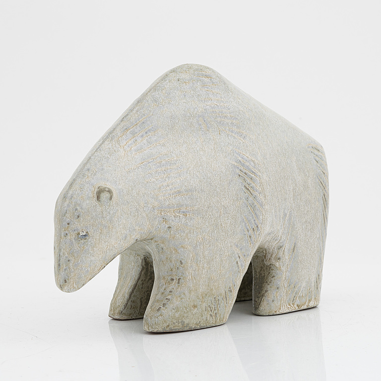 Lisa Larson, a stoneware figurine of a polar bear from the series 'Stora Zoo', Gustavsberg ...
