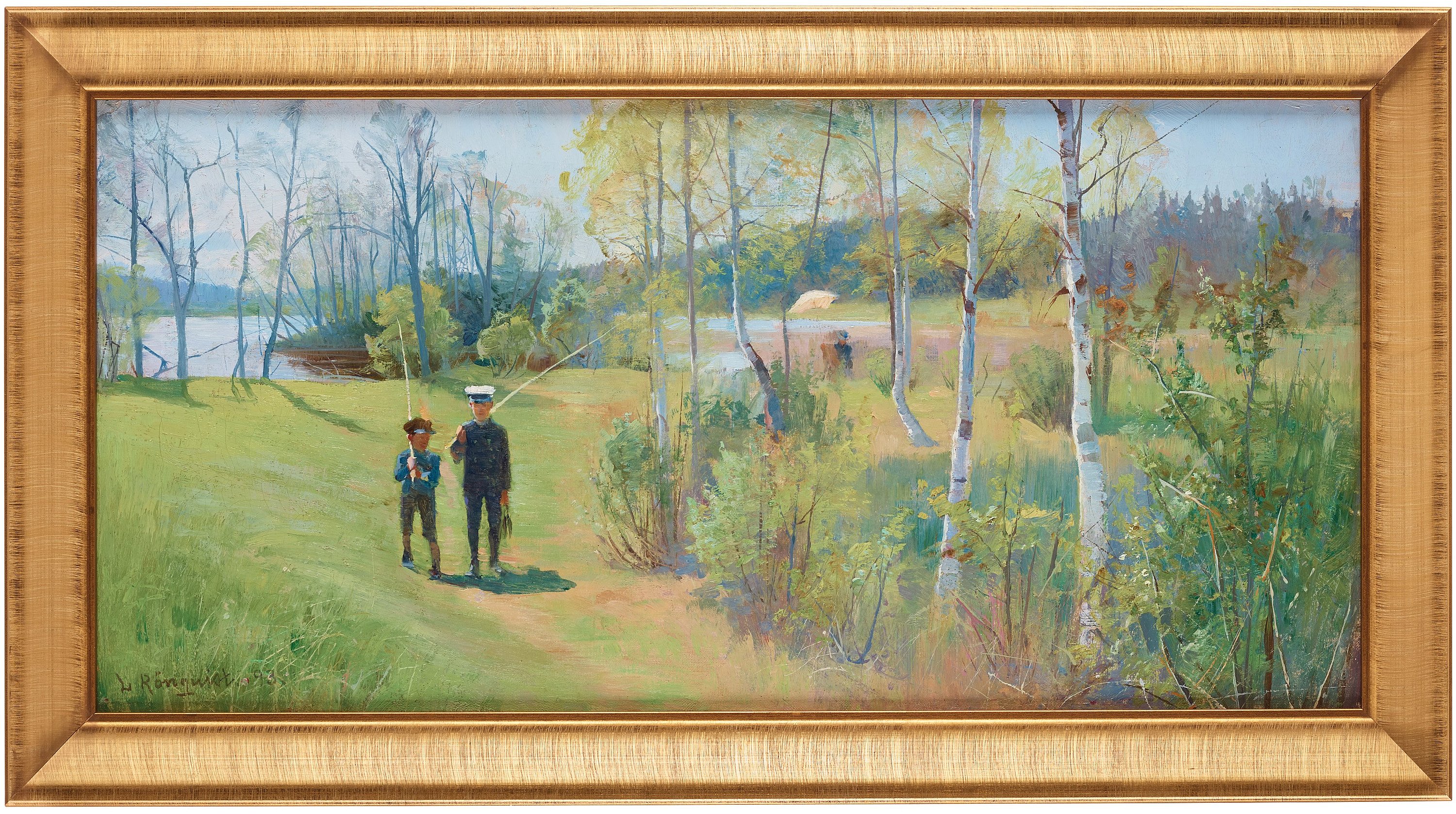 Lotten Rönquist, Vårlandskap med metande gossar. - Bukowskis