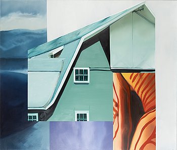 Christine Keefe, oil on canvas/collage, signed and dated. - Bukowskis