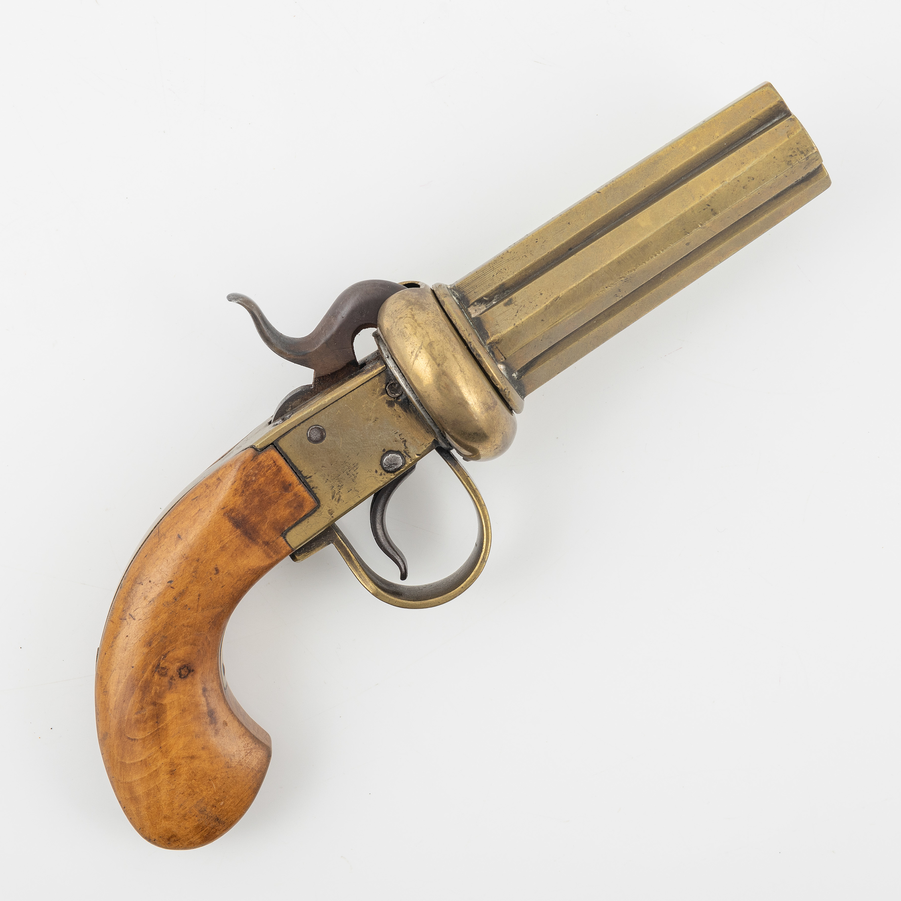 A brass percussion revolver by Johan Engholm (1820-1918). - Bukowskis