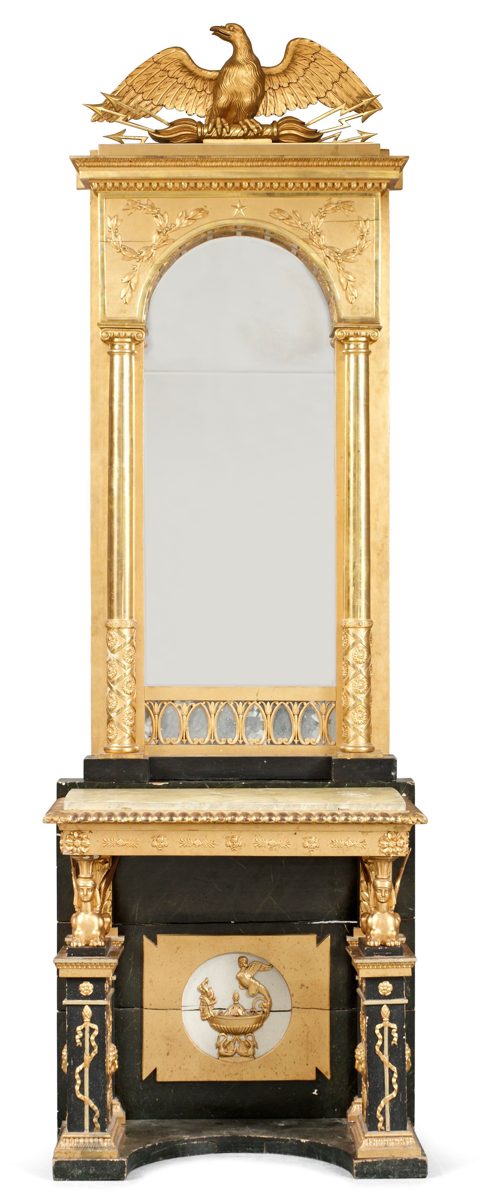 A Swedish Empire mirror and console table by P. G. Bylander. - Bukowskis