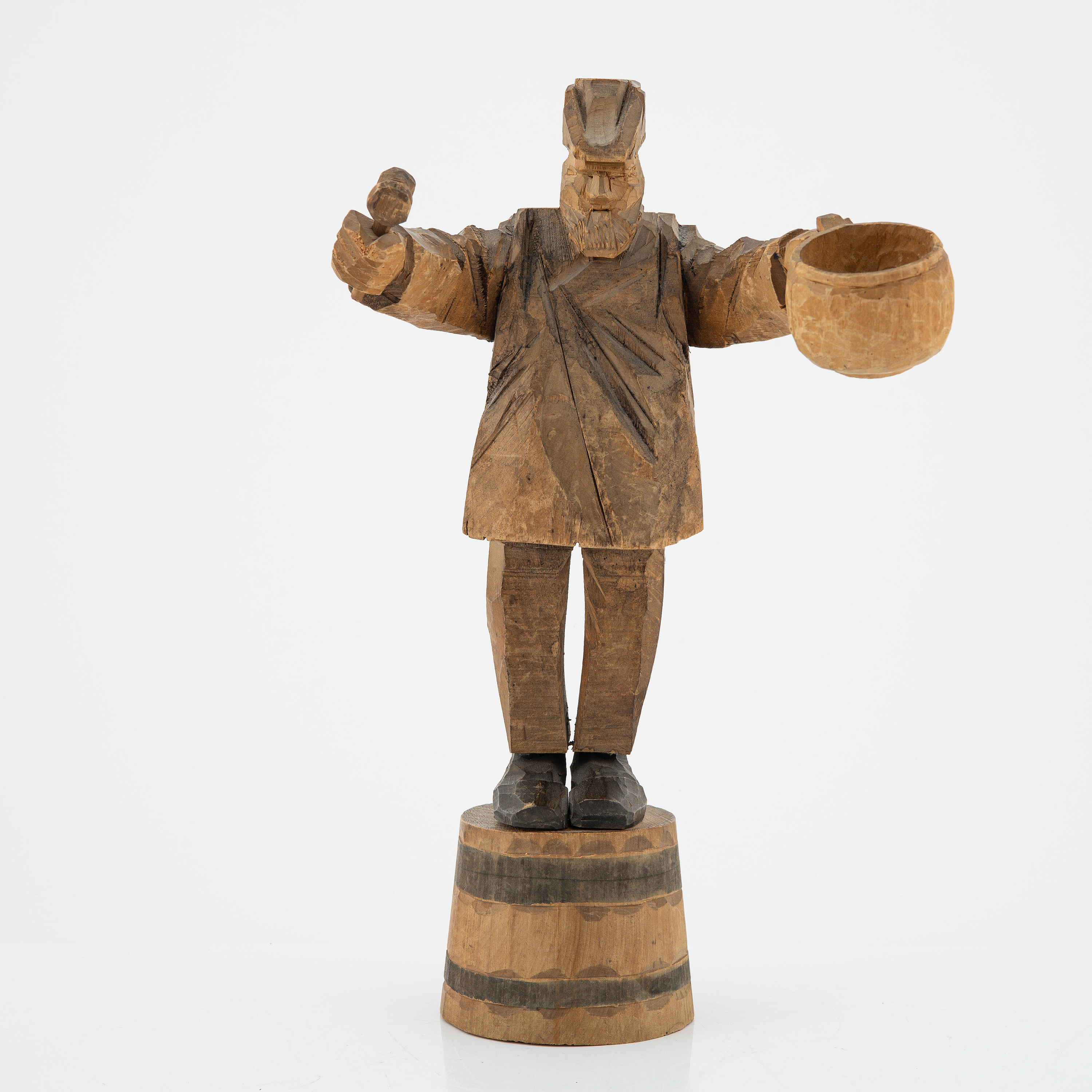 Axel Petersson Döderhultarn, skulptur, signerad. Delvis bemålat trä ...