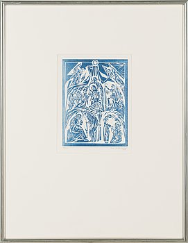 Ina Colliander, träsnitt, signerad och daterad 1977, numrerad 96/300 ...