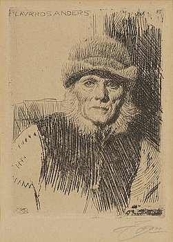 Anders Zorn, etsning, 1919, signerad med blyerts. - Bukowskis