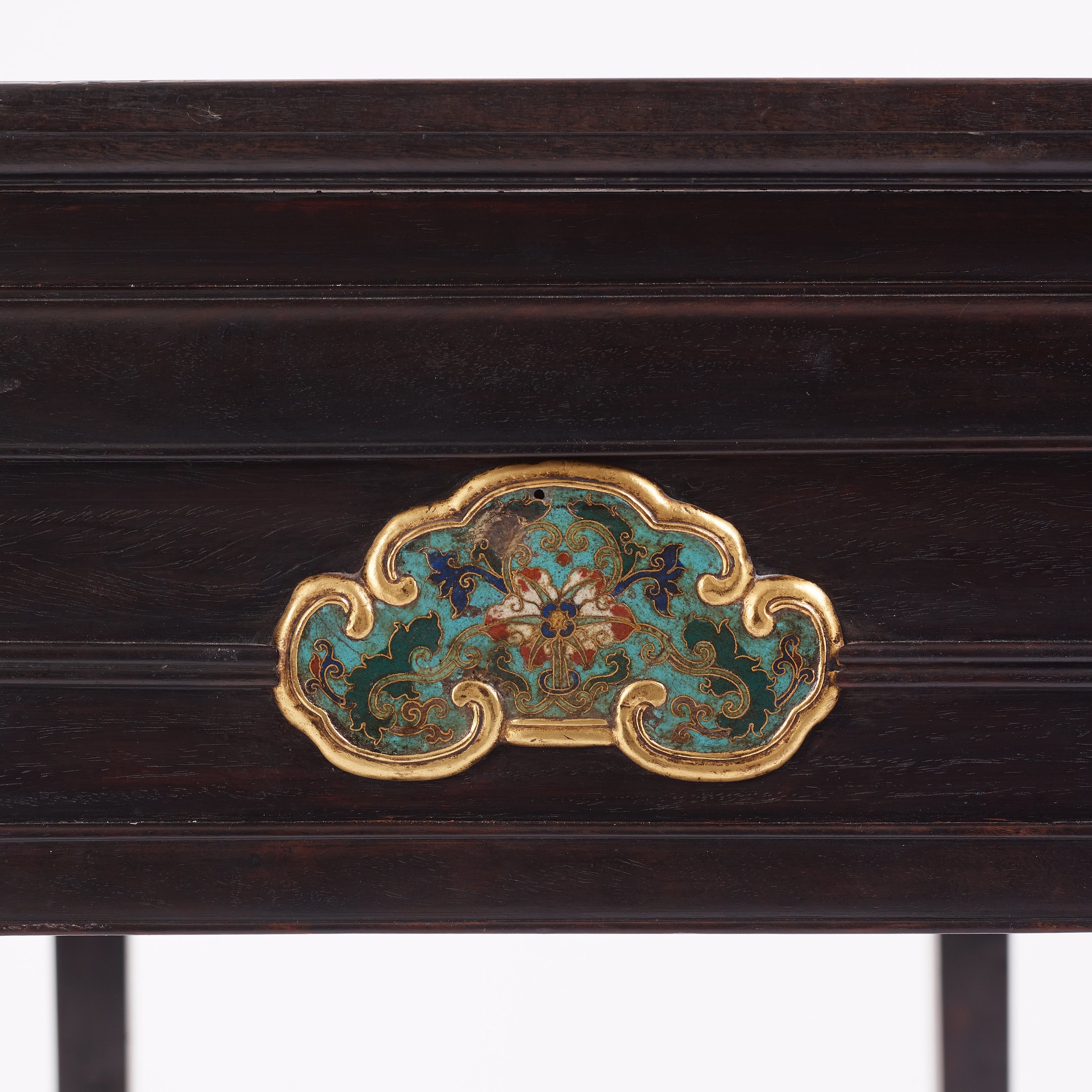 A Chinese zitan altar table with cloisonné placques, Qing dynasty ...