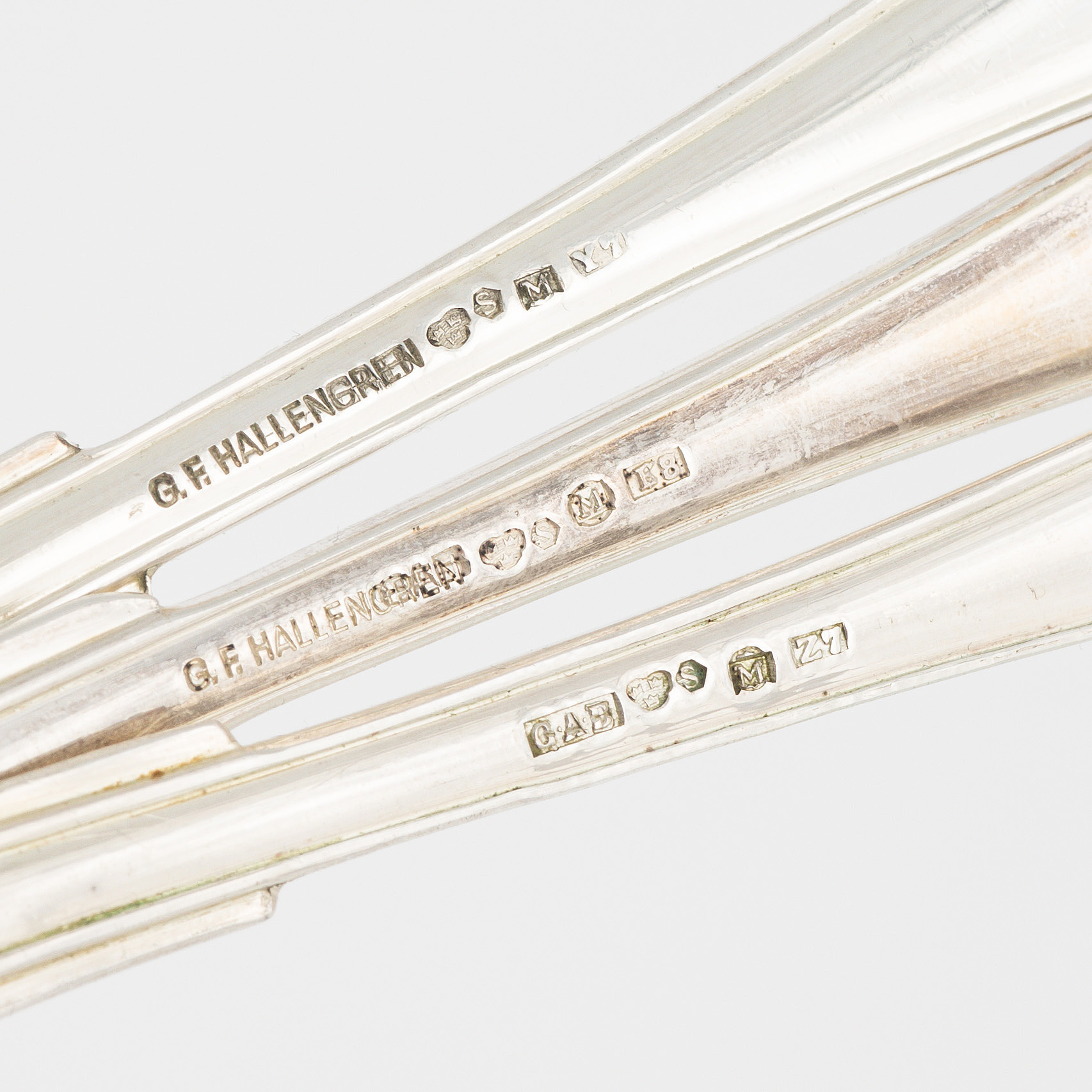 A group of 12 Swedish silver spoons, including GAB, Stockholm, 1926 ...