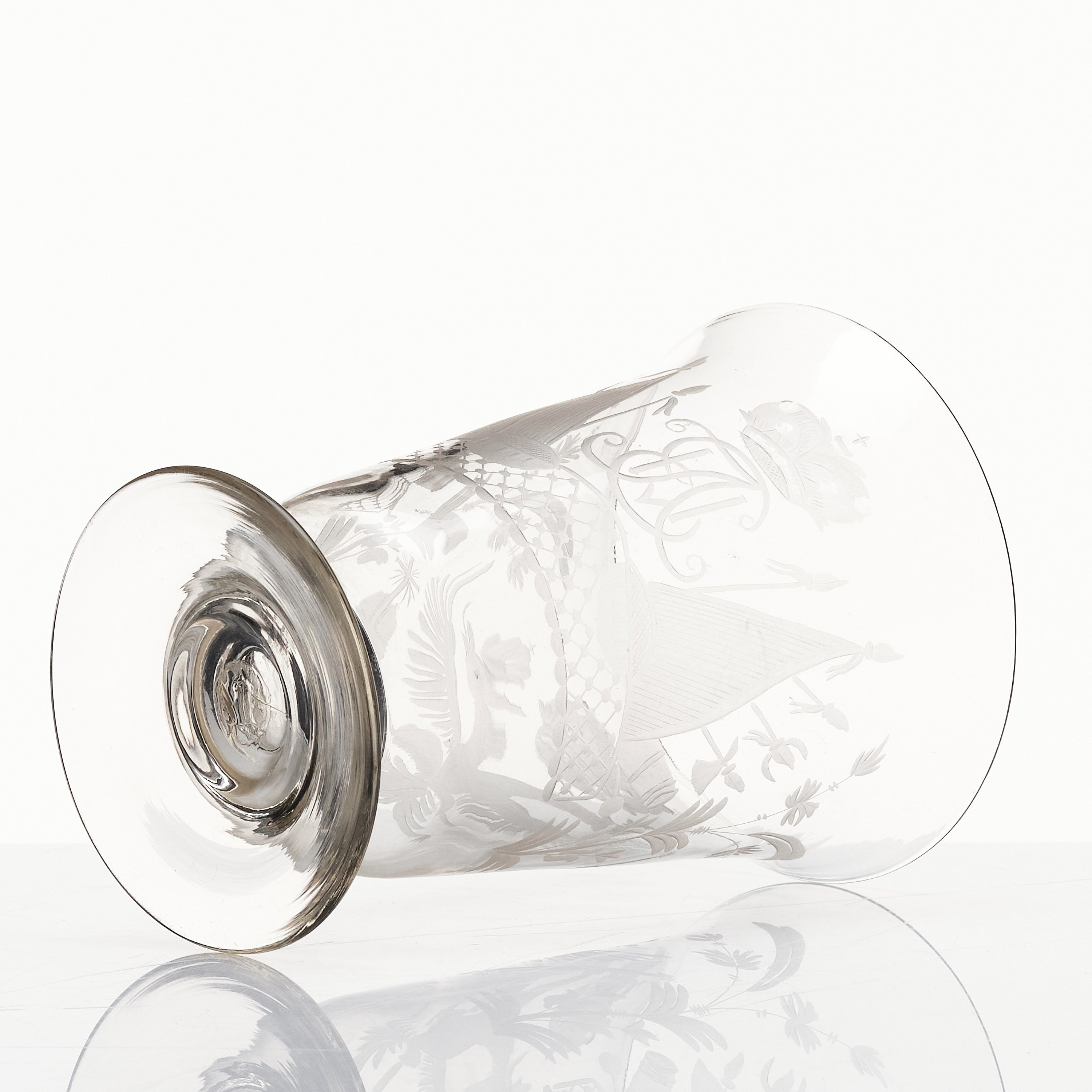 A Russian commemorative glass Goblet, engraved with Russian imperial ...