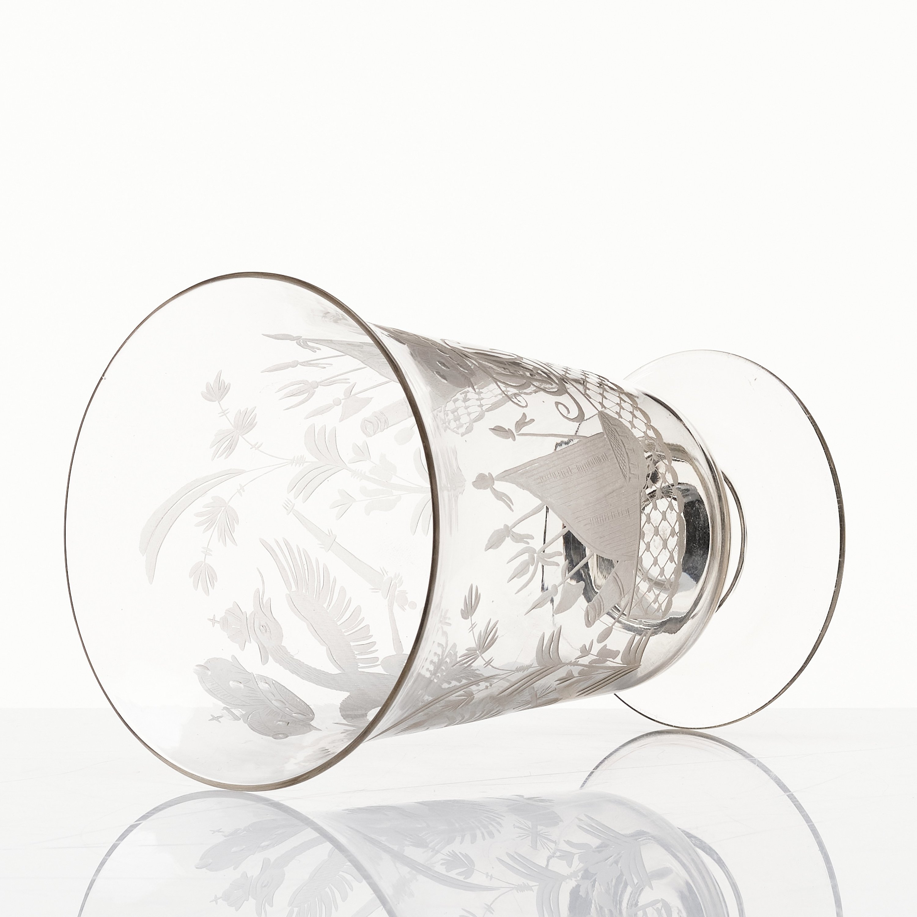 A Russian commemorative glass Goblet, engraved with Russian imperial ...