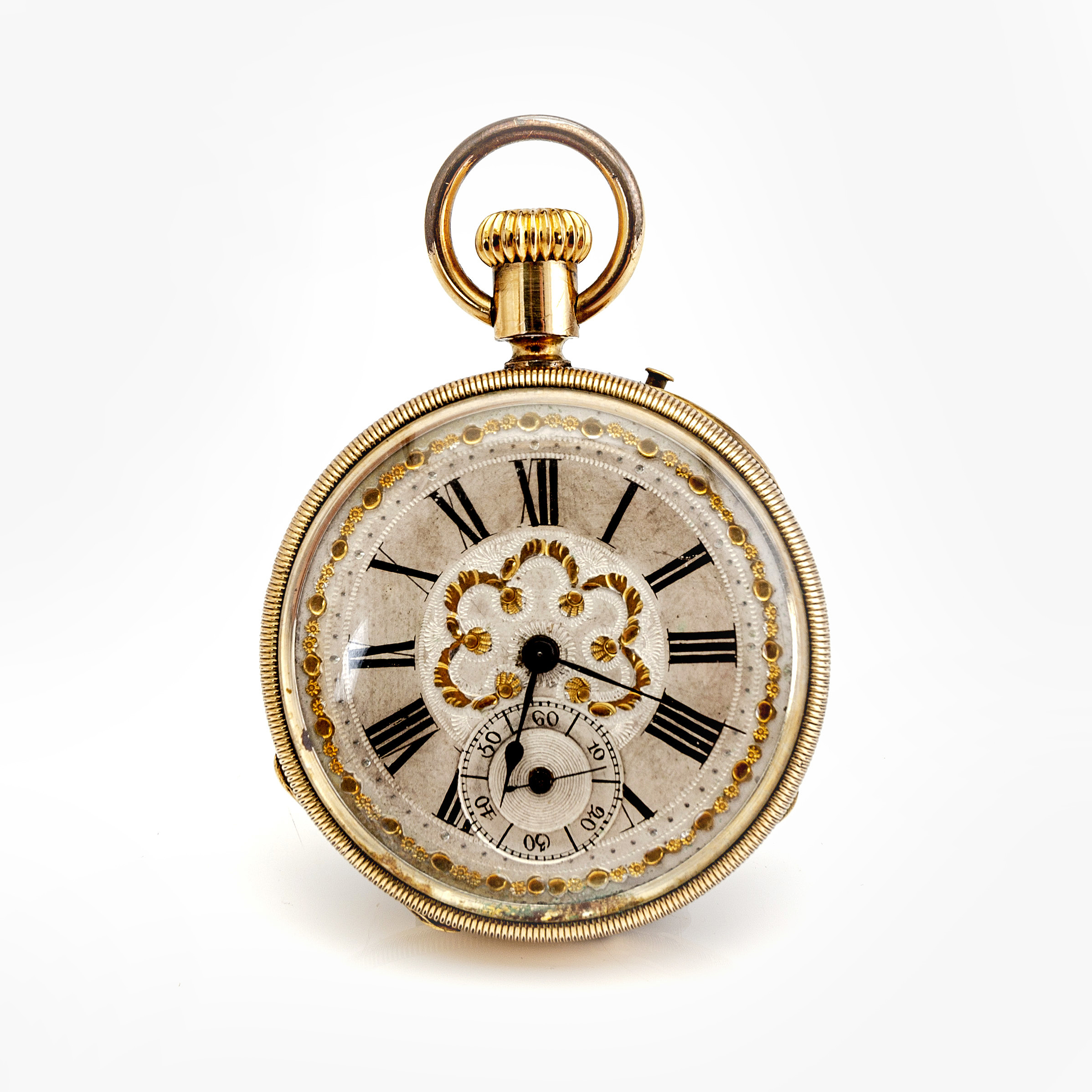 A mid 1800s gilded bronze pocket watch stand and pocket watch. - Bukowskis