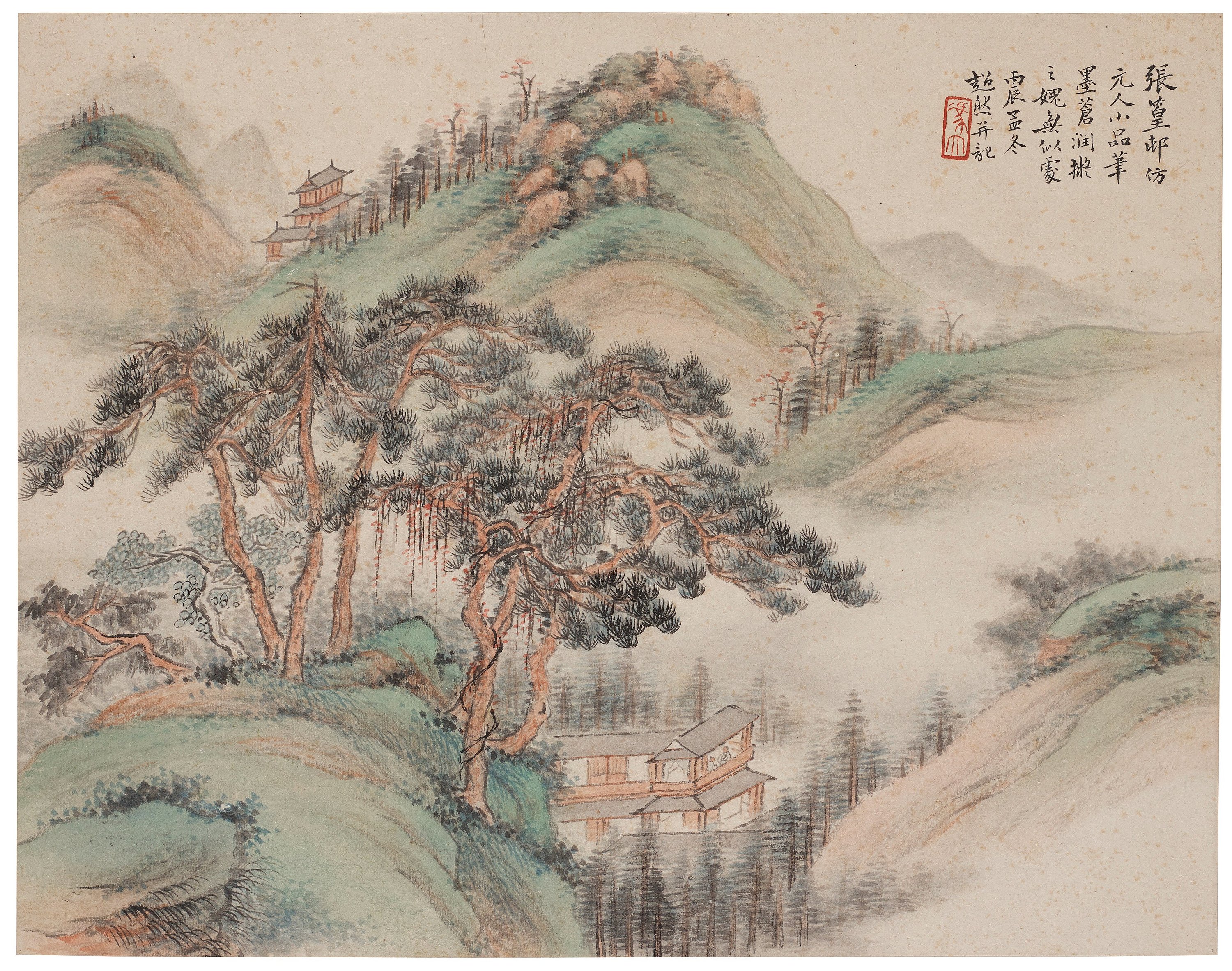 A Chinese painting by Feng Chaoran (1881/1882-1954), ink and colour on ...
