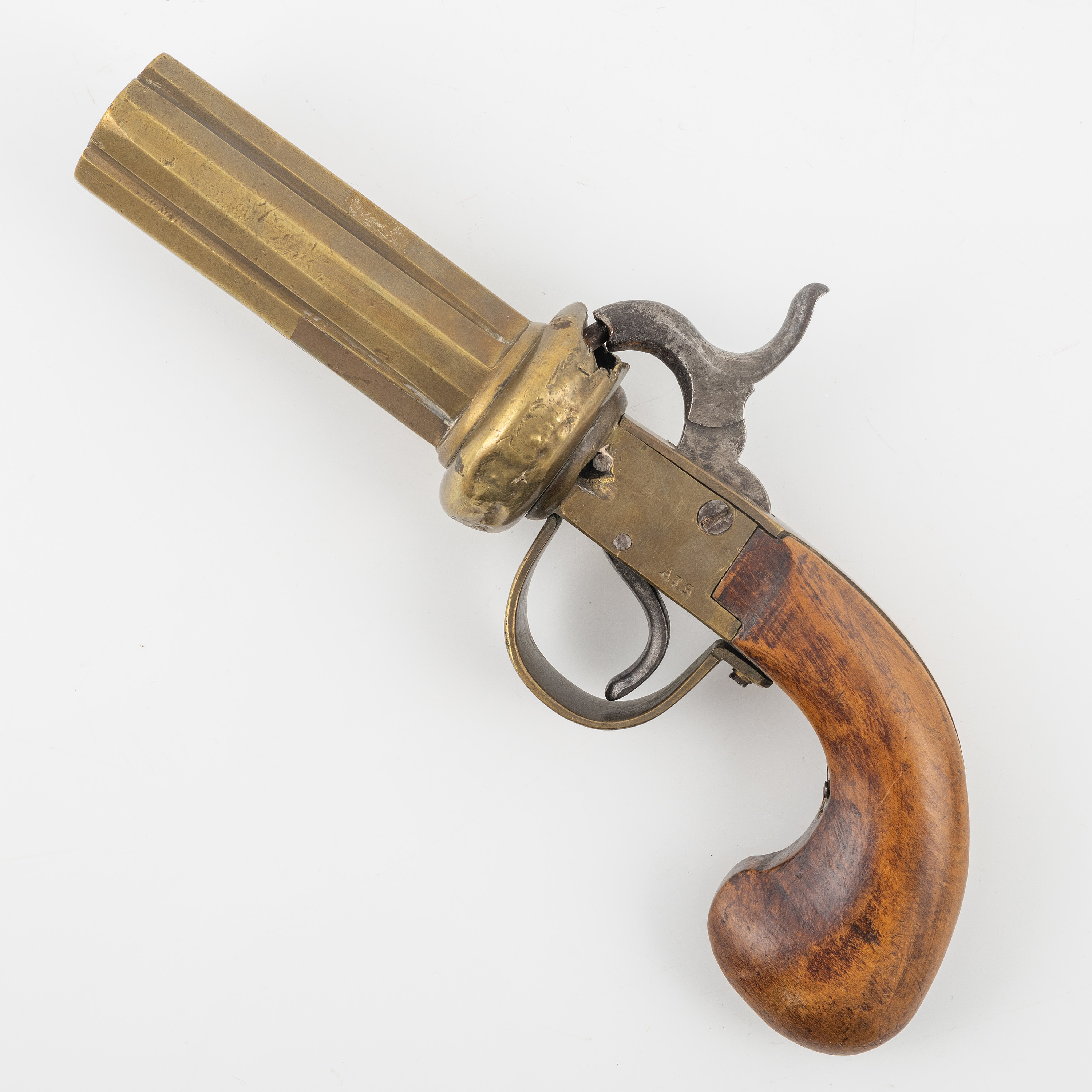 A brass percussion revolver by Anders Johannesson (1840-1914). - Bukowskis