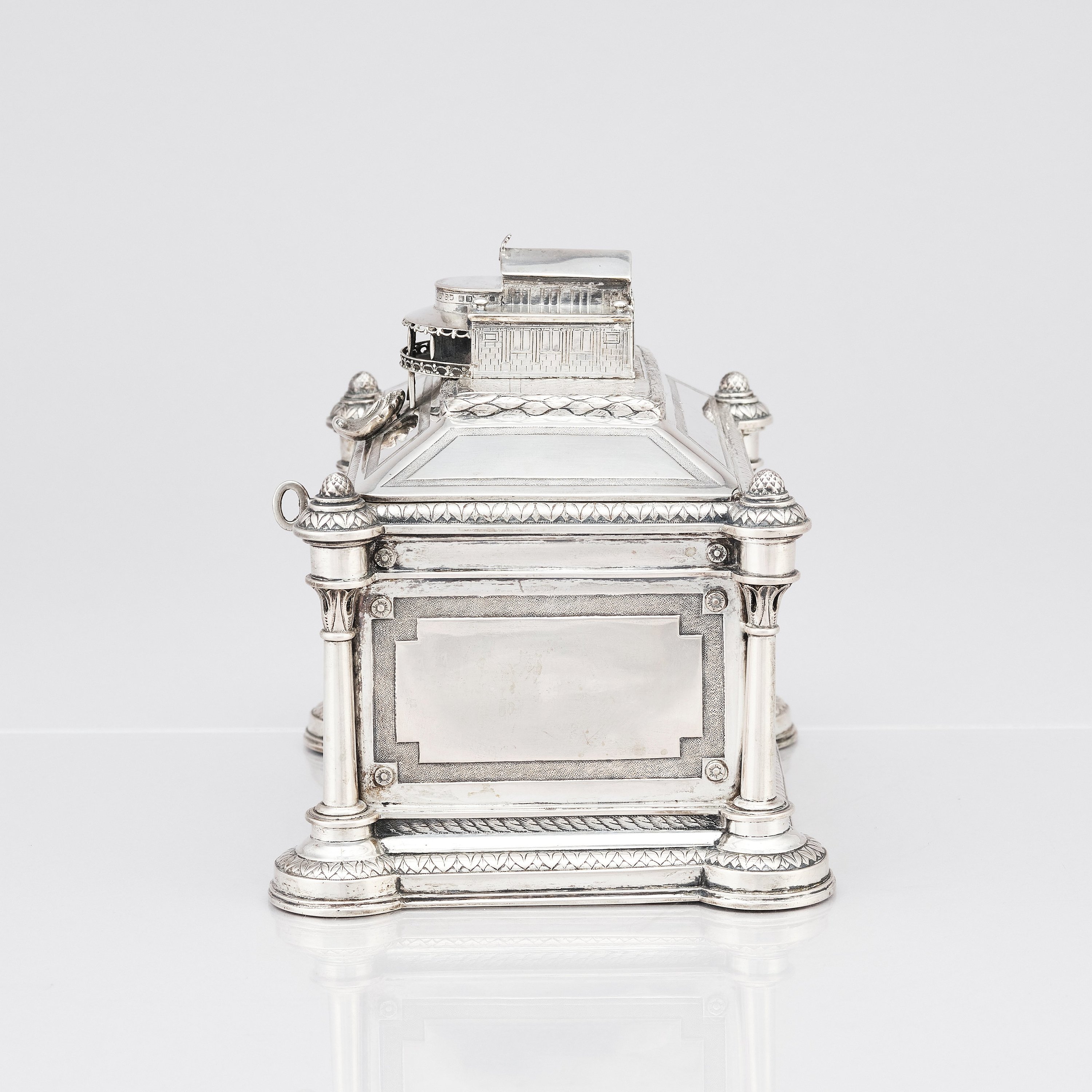 A German mid- 19th century silver jewelry box, mark of Brahmfeld ...