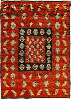 A late 19th Century Finnish folkart long pile ryijy-rug. Circa 185 x ...