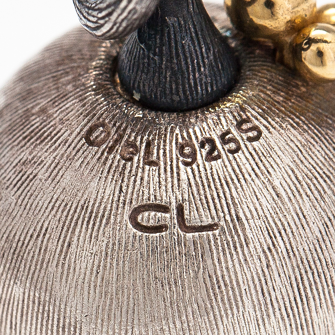 Ole Lynggaard, Halsband "Acorn", sterlingsilver, guld, diamant ca 0.025 ...